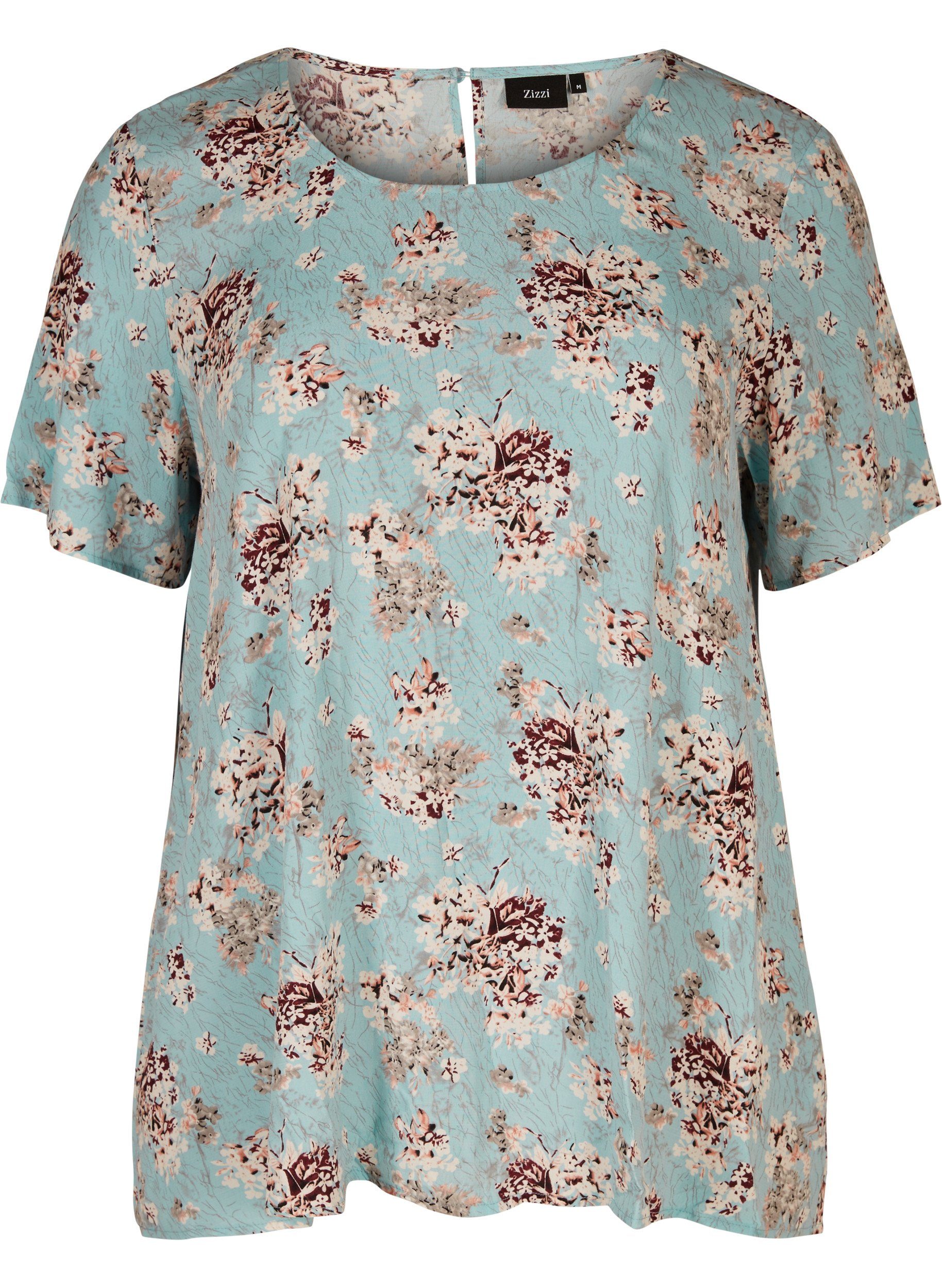 Zizzi Blusentop Damen Große Größen Blusenshirt Blumenmuster Kurzarm
