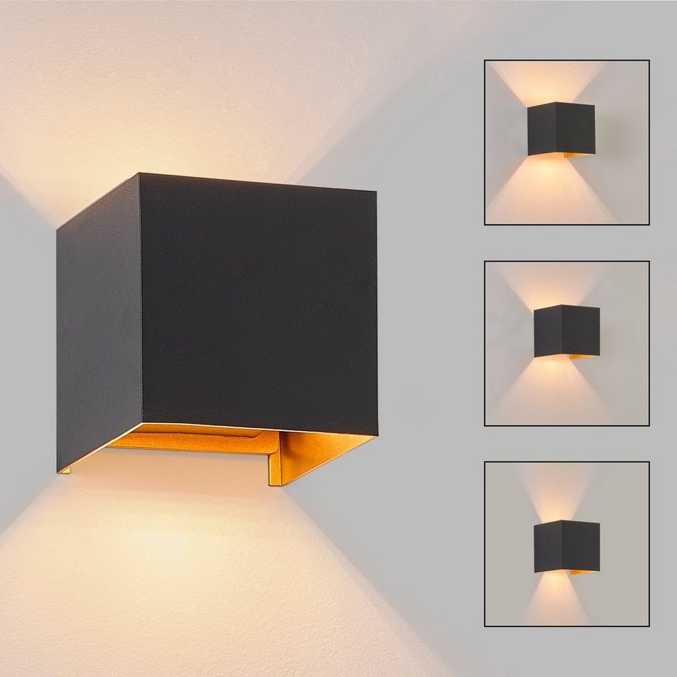 Nettlife Led Wandleuchte Innen Up Und Down Aussenlampe Schwarz Gold