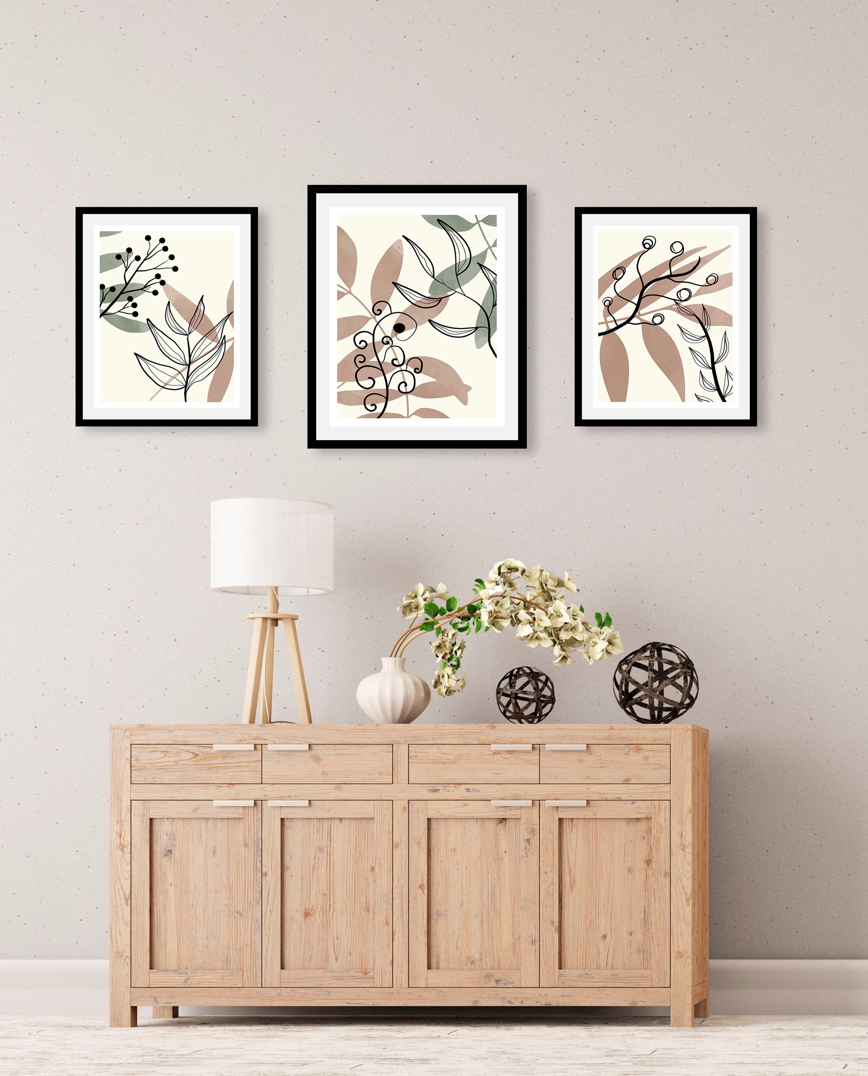 queence Bild Set Halli, Blumen (1 St), gerahmt