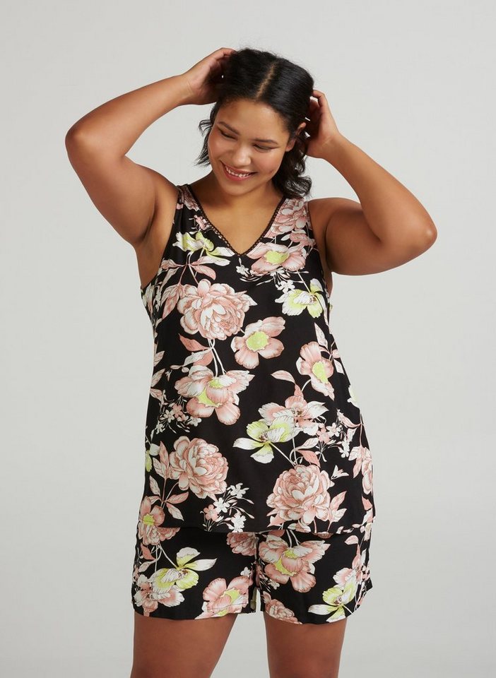 Zizzi Tanktop Damen Sommer Top Ärmellose V Ausschnitt Sommertop Große