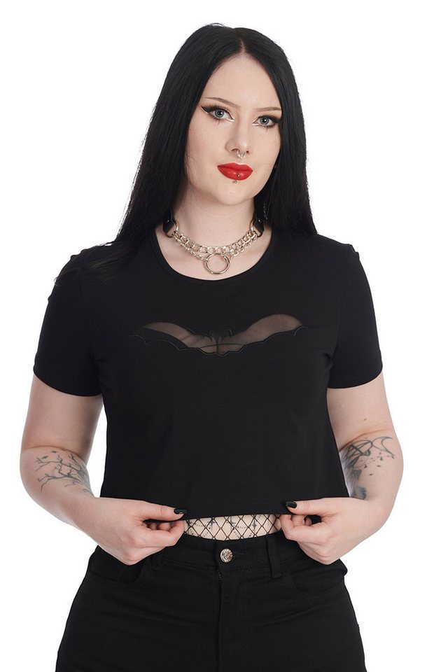 Banned Crop Top Dreamology Fledermaus Bat Spitze Bauchfrei Gothic