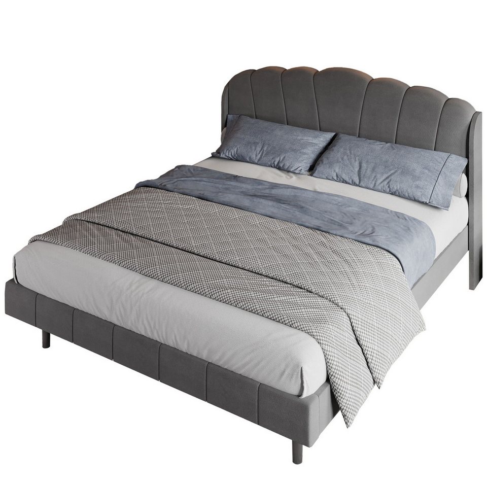 Okwish Polsterbett Led Beleuchtung Doppelbett Mit