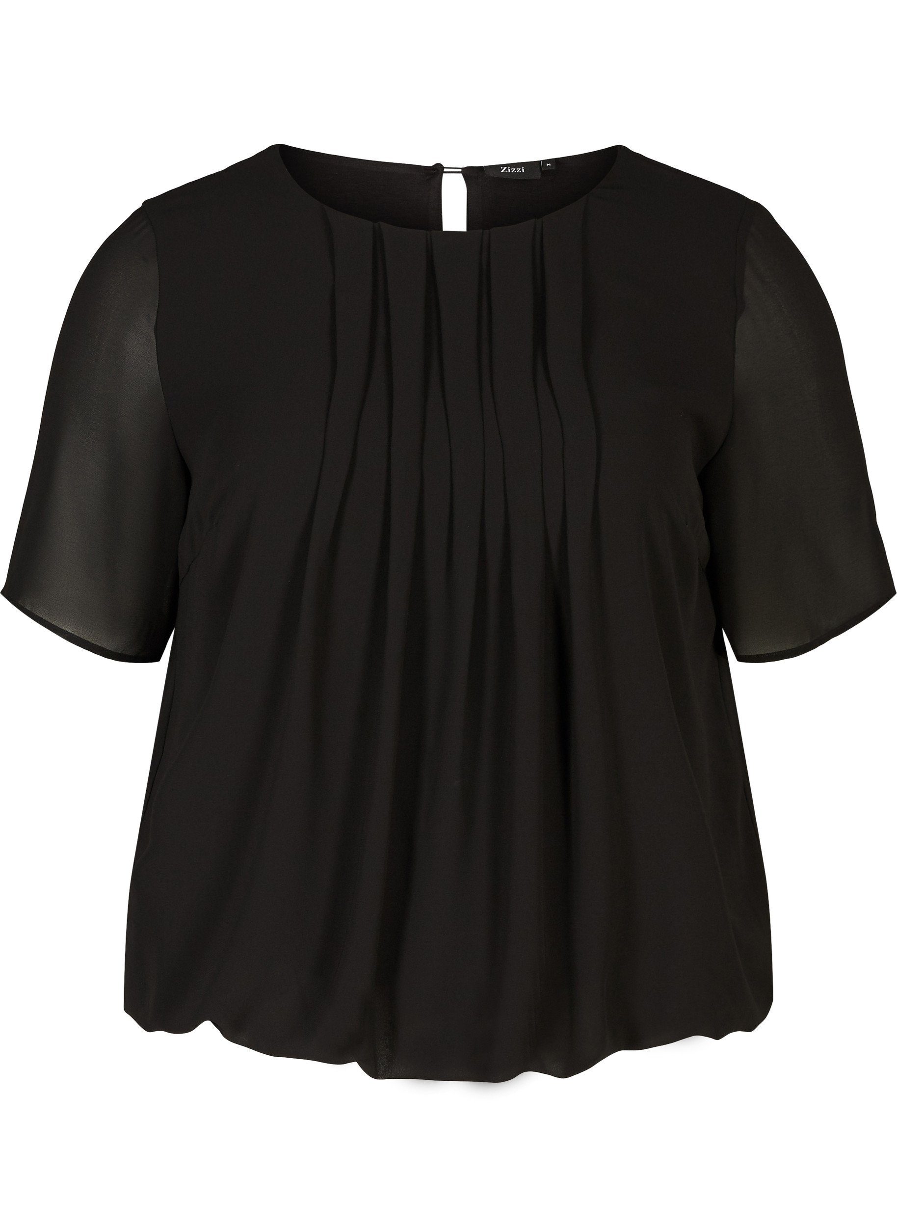 Zizzi Kurzarmbluse Damen Große Größen Bluse Kurzarm Falten Casual