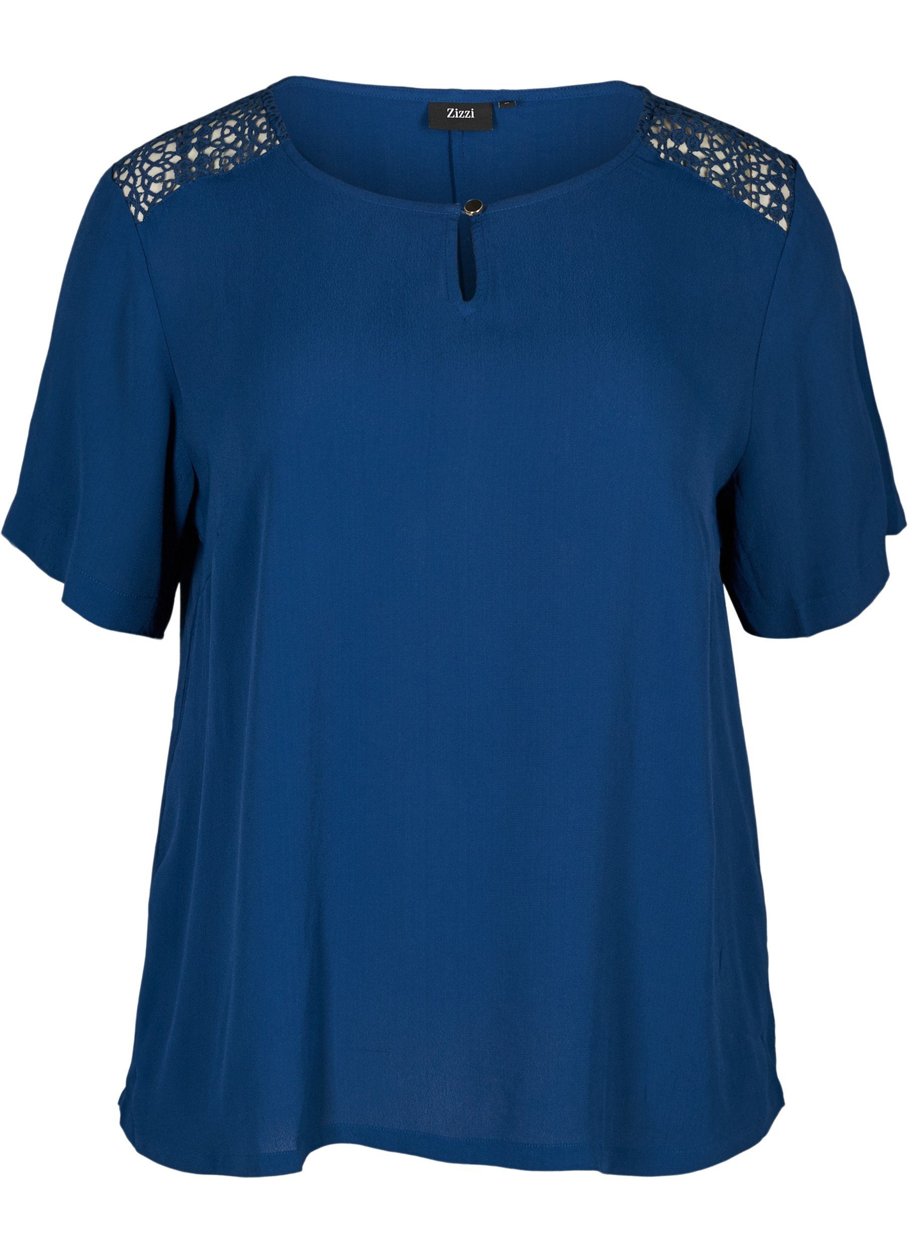 Zizzi Kurzarmbluse Damen Große Größen Bluse Elegant Kurzarm Blumen