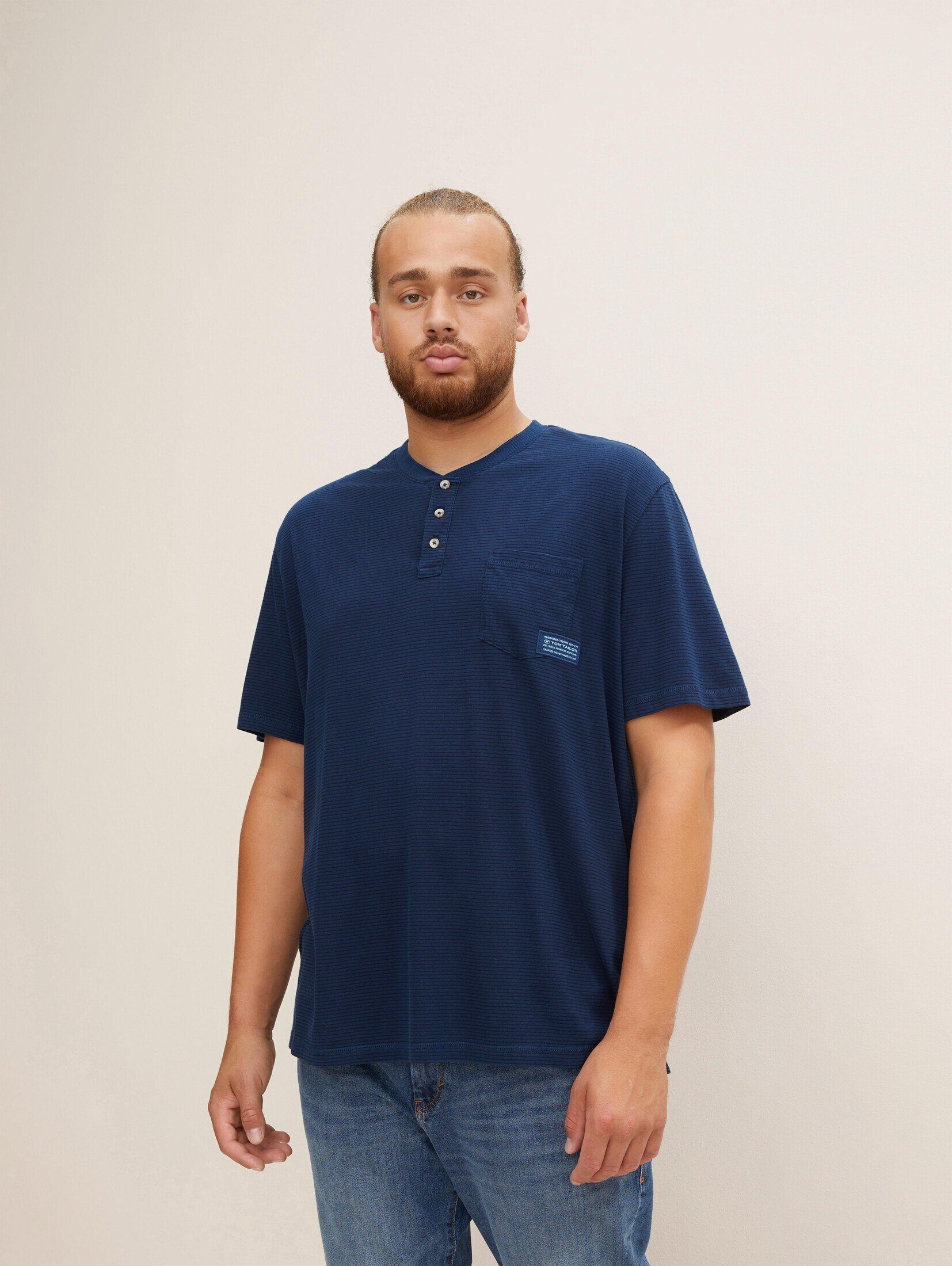 Tom Tailor Plus T Shirt Plus Henleyshirt Mit Aufgesetzter Brusttasche