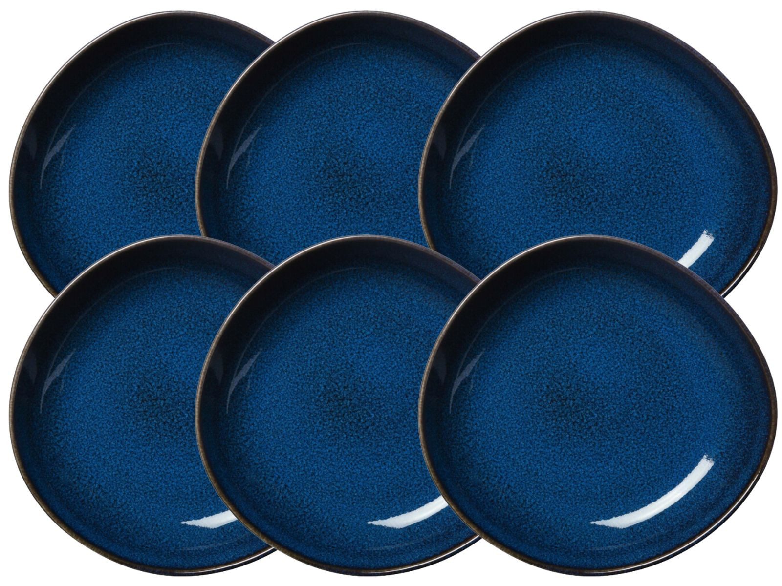 like. by Villeroy & Boch Geschirr-Set Lave bleu Schale flach klein 22 cm Set6, Steingut, Essservice