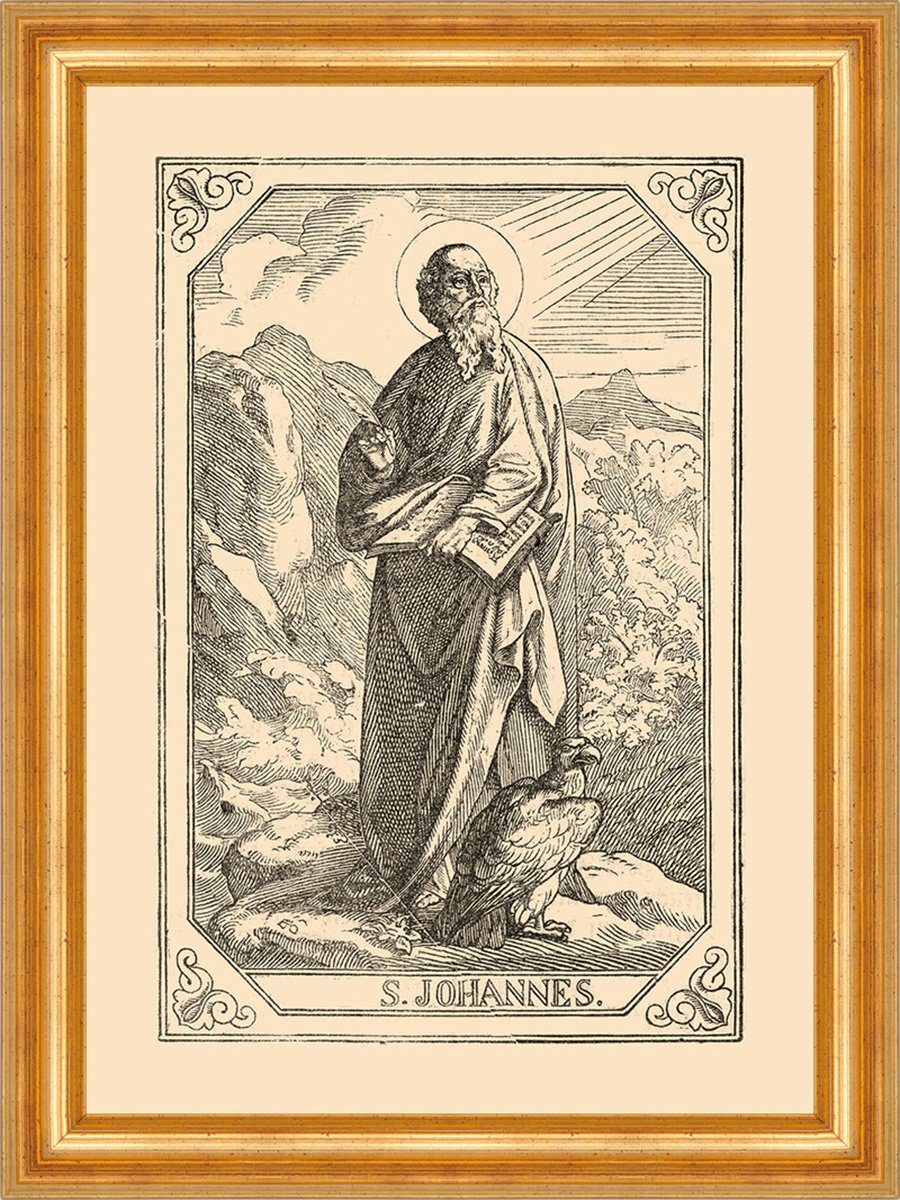 Kunstdruck Der heilige Johannes Theologe Apostel Sankt A4 1091 Gerahmt, (1 St)