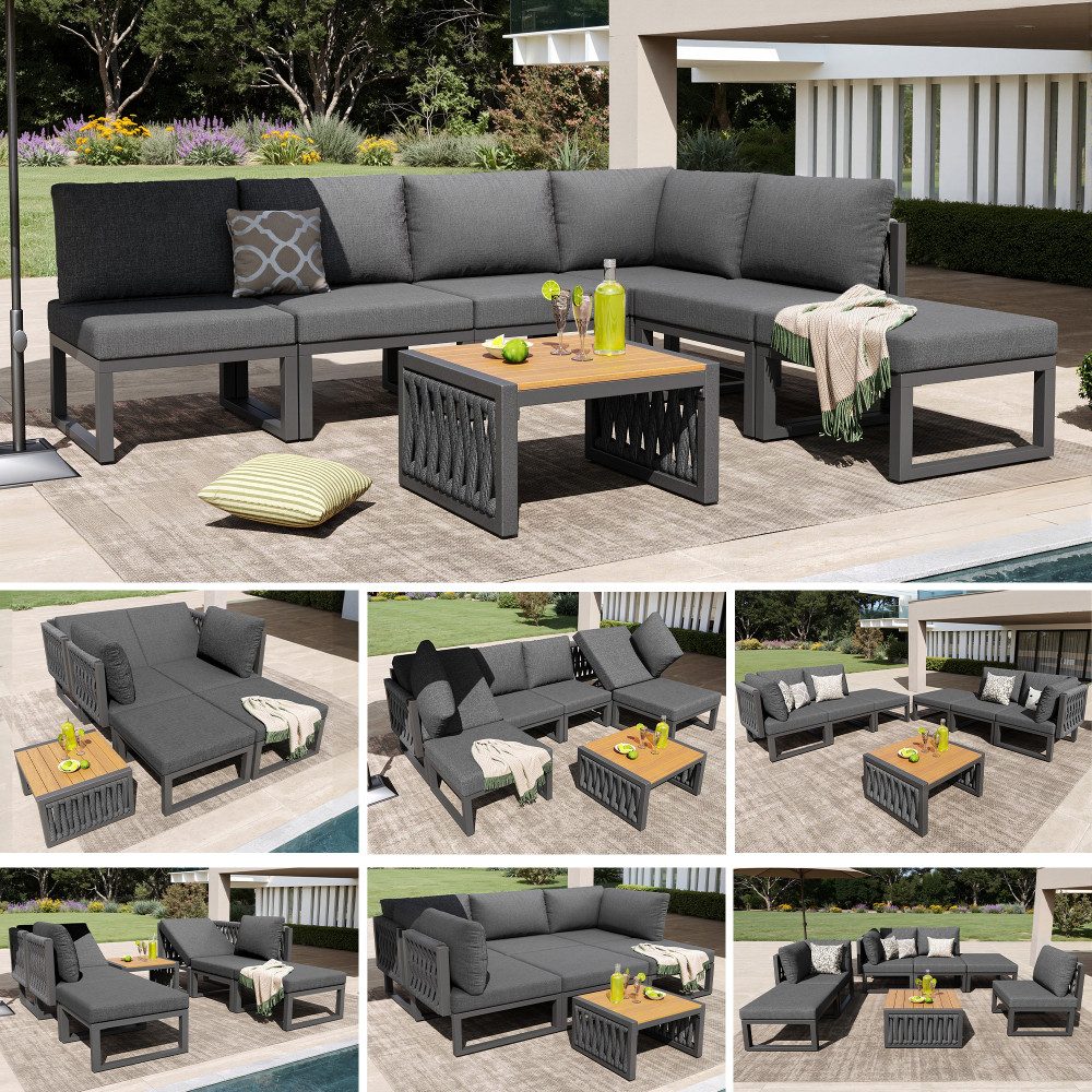 BBWL Gartenlounge-Set Lounge Set für 6 Personen mit Doppelliege ...