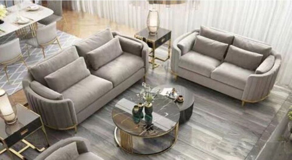 Jvmoebel Wohnzimmer Set Luxus Samt Sofa Couch Polster Sitz Garnitur 3