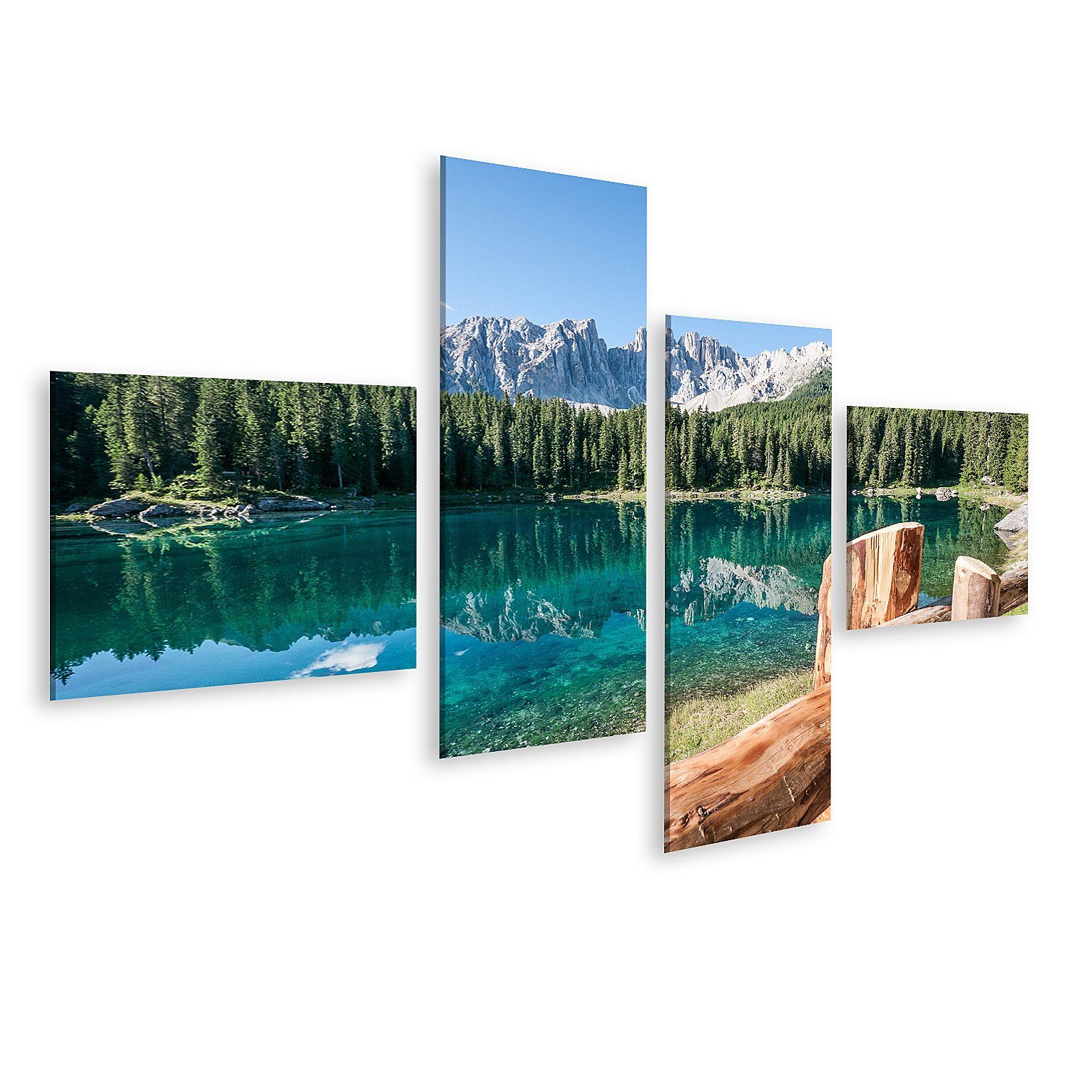 islandburner Leinwandbild »Bild auf Leinwand Karerlake in Italien Im Hintergrund die Dolomiten ...