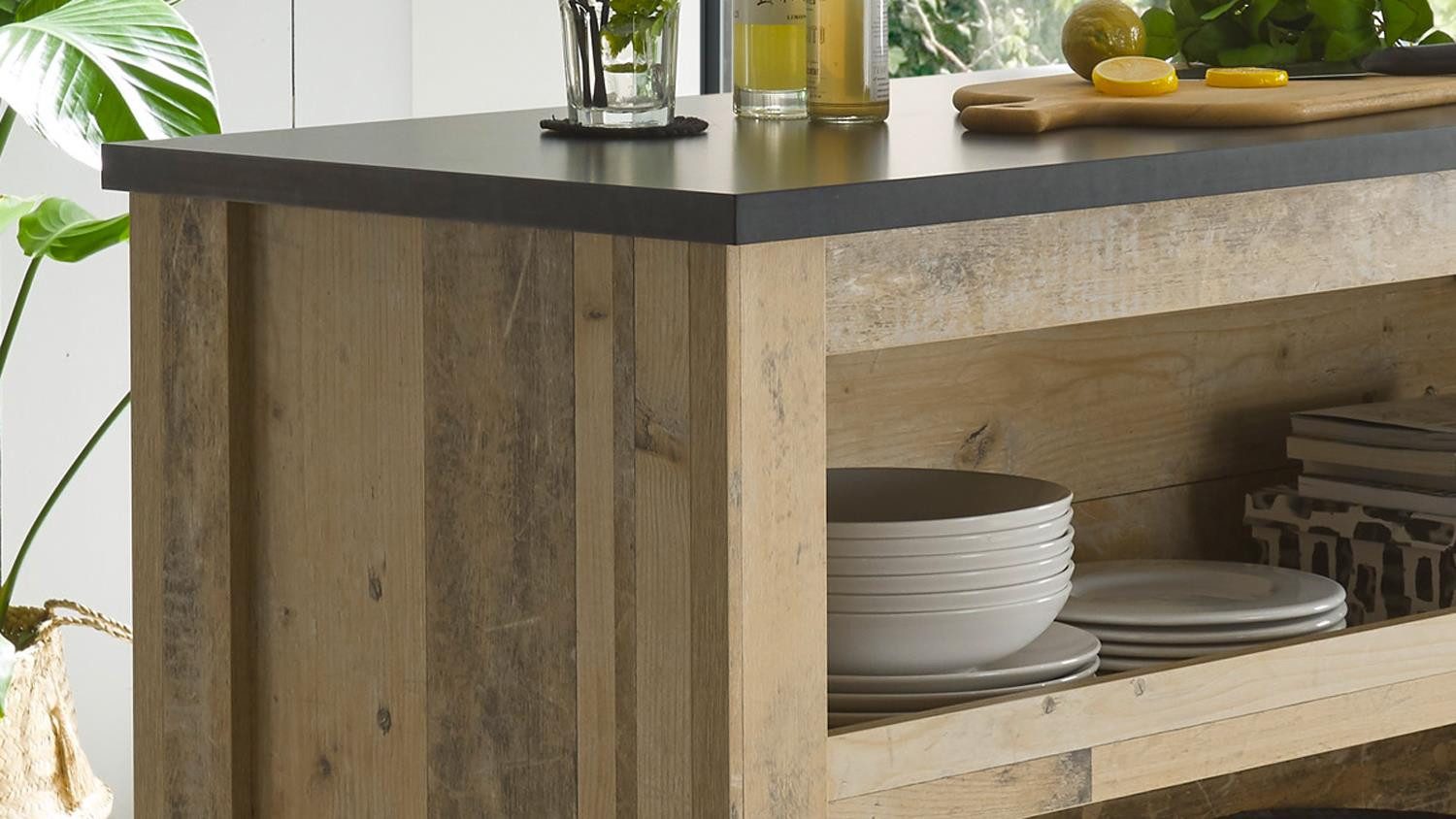 IMV Bartisch Küchentheke Sherwood Regal Küche Old Style hell 130 cm ...