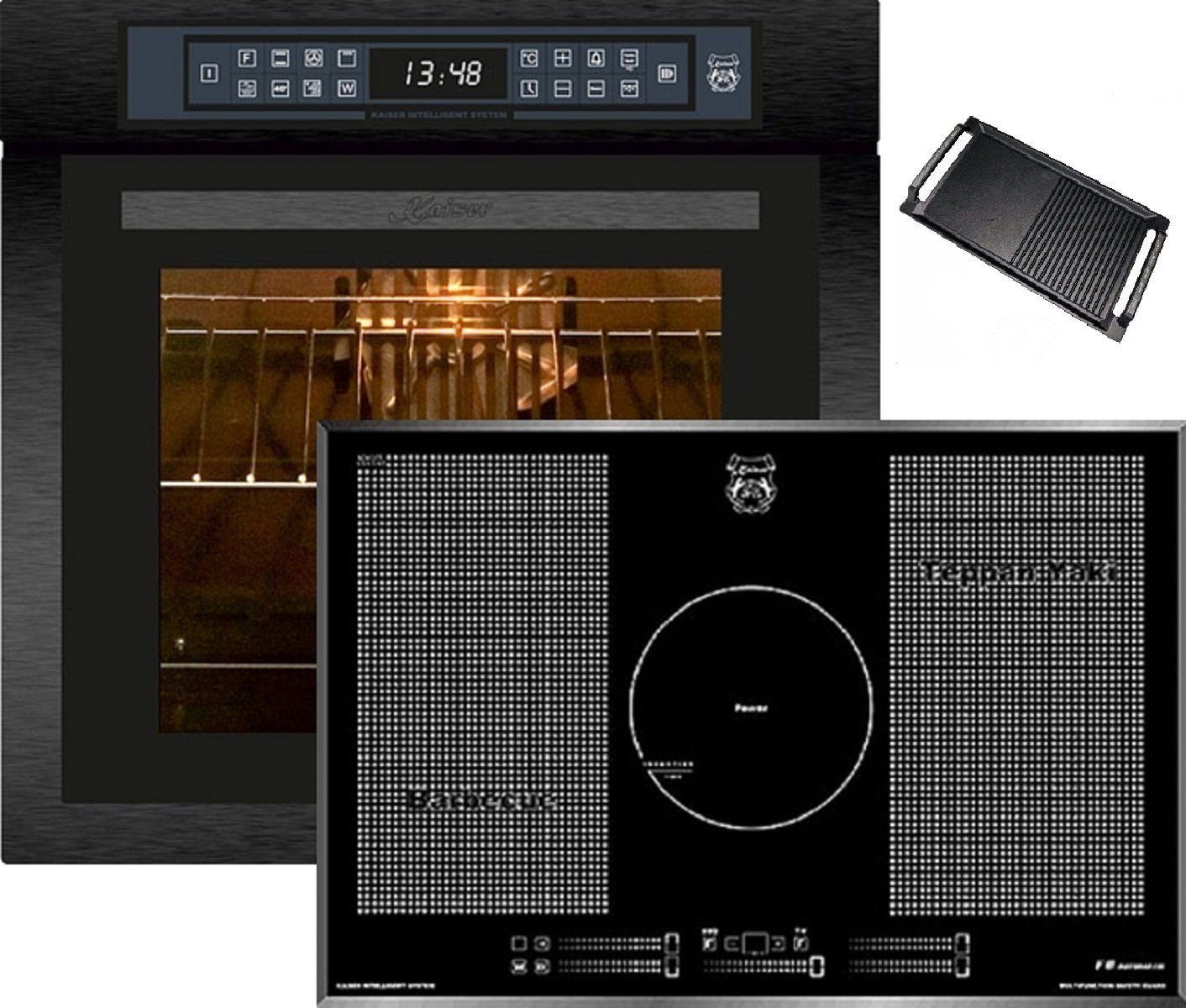 Kaiser Küchengeräte Backofen-Set EH 6306 RS+KCT 777 FI La Perle mit Grillplatte, Einbaubackofen ...