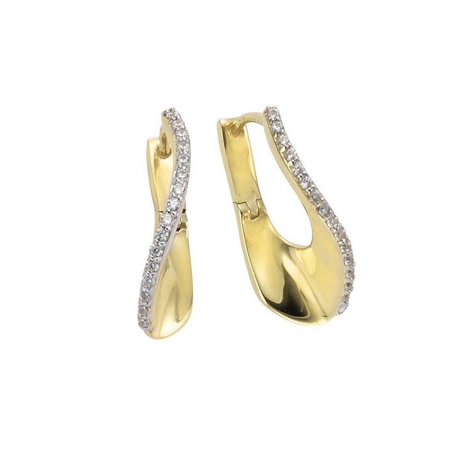 CELESTA Paar Creolen 375/- Gelbgold Zirkonia, Hochglanz polierte ... CELESTA Paar Creolen 375/- Gelbgold Zirkonia, Hochglanz polierte ...