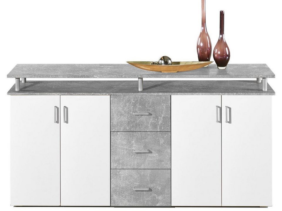 Möbelando Sideboard Lyndy I Highboard Mit 4 Türen Und 3 Schubkästen