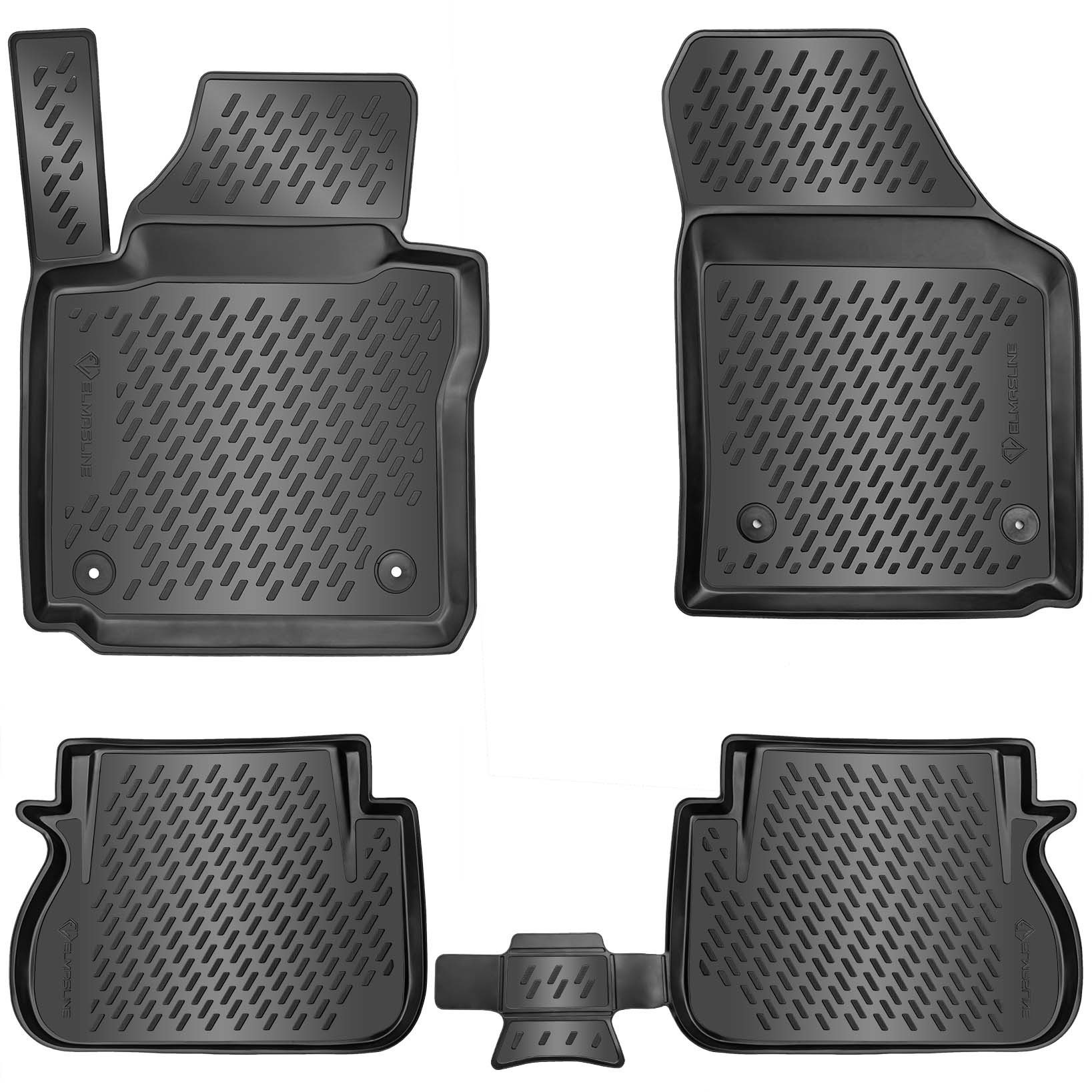 ELMASLINE Auto-Fußmatten Gummi (4 St), für VW CADDY 4 (20015-2020) SA - 3D Gummimatten mit extra ...