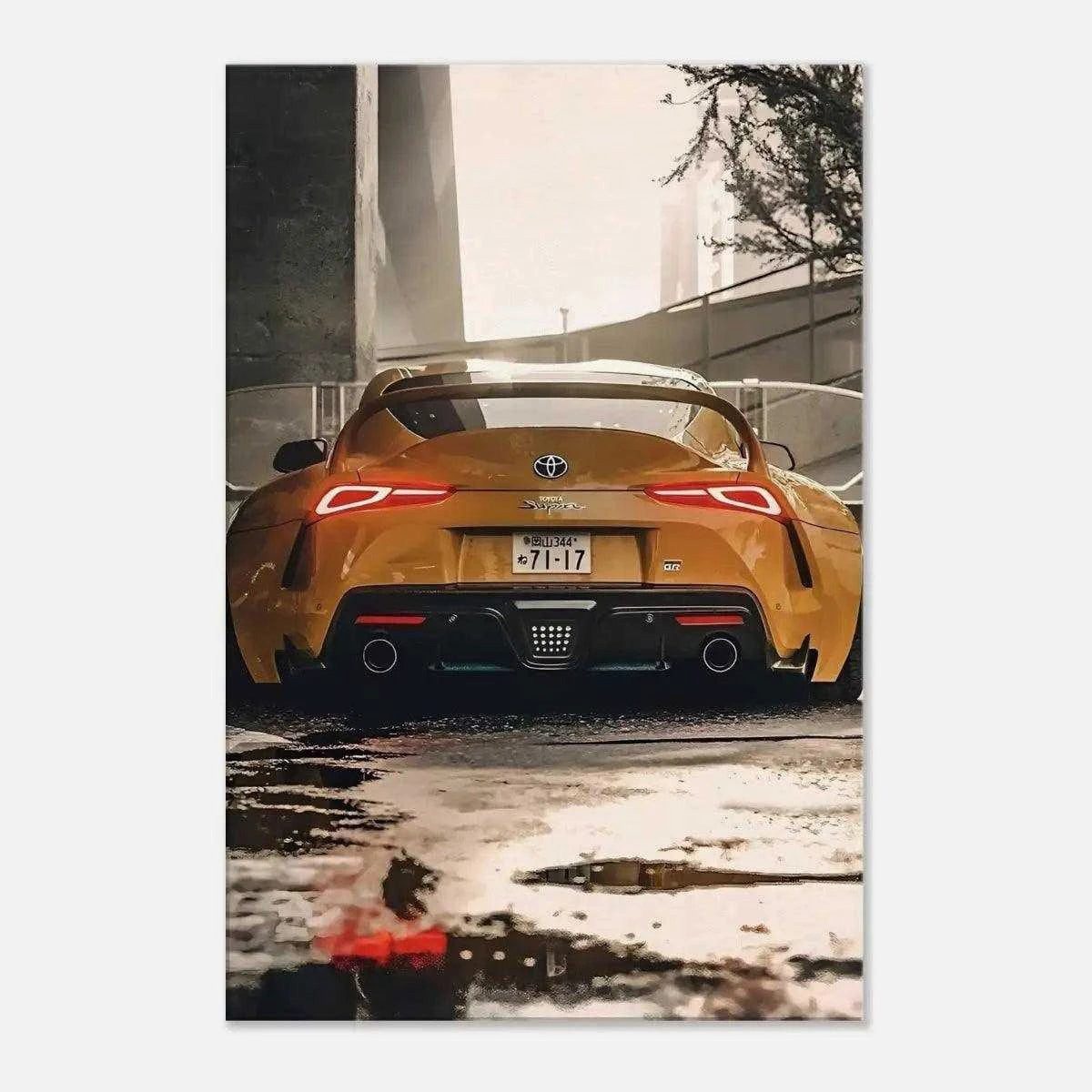 Simplecanvas Wanddekoobjekt Yellow Supra Auto Leinwandbild Wandbild