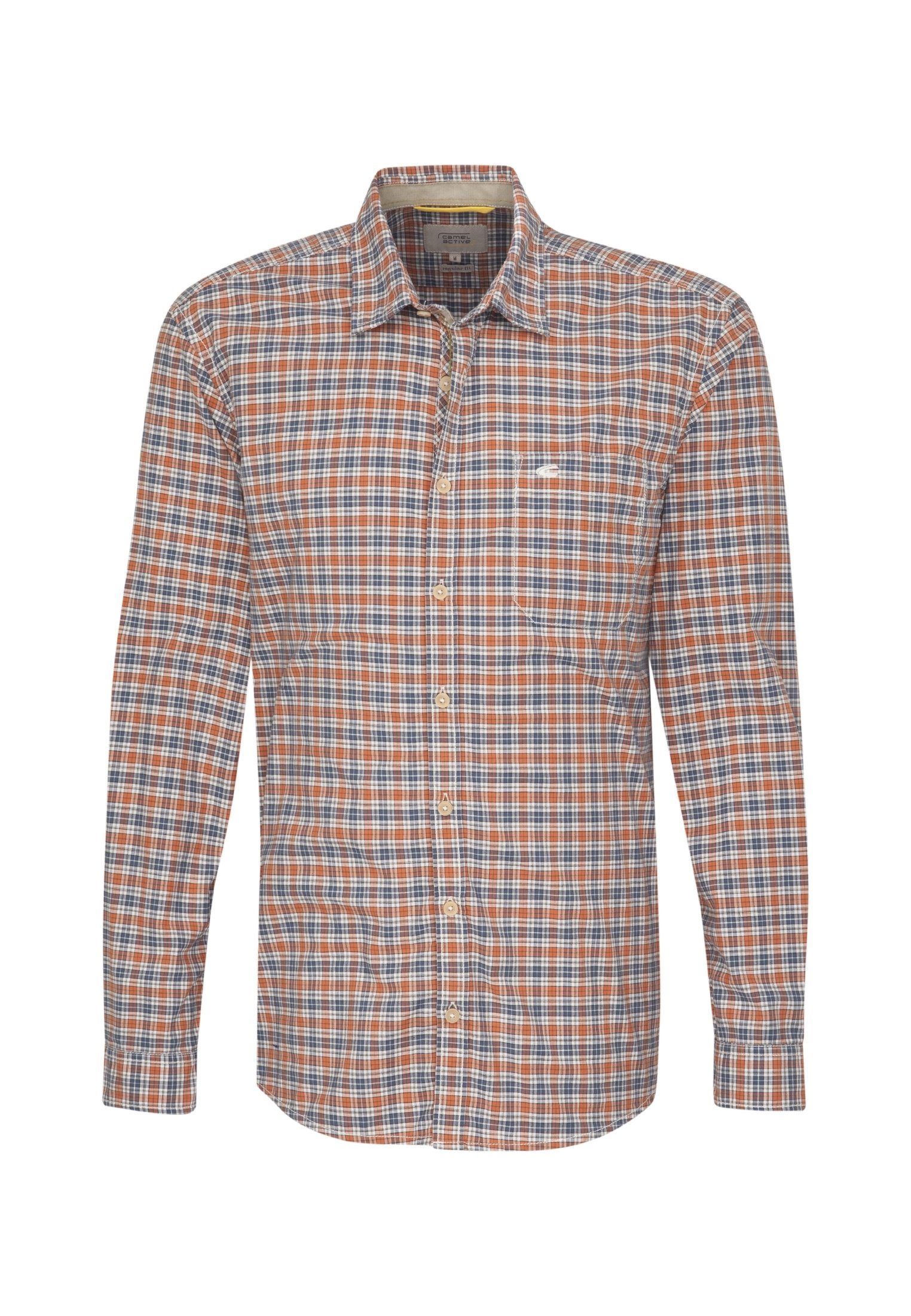 Camel Active Hemd Camel Active Regular Fit Langarm Kentkragen Karo