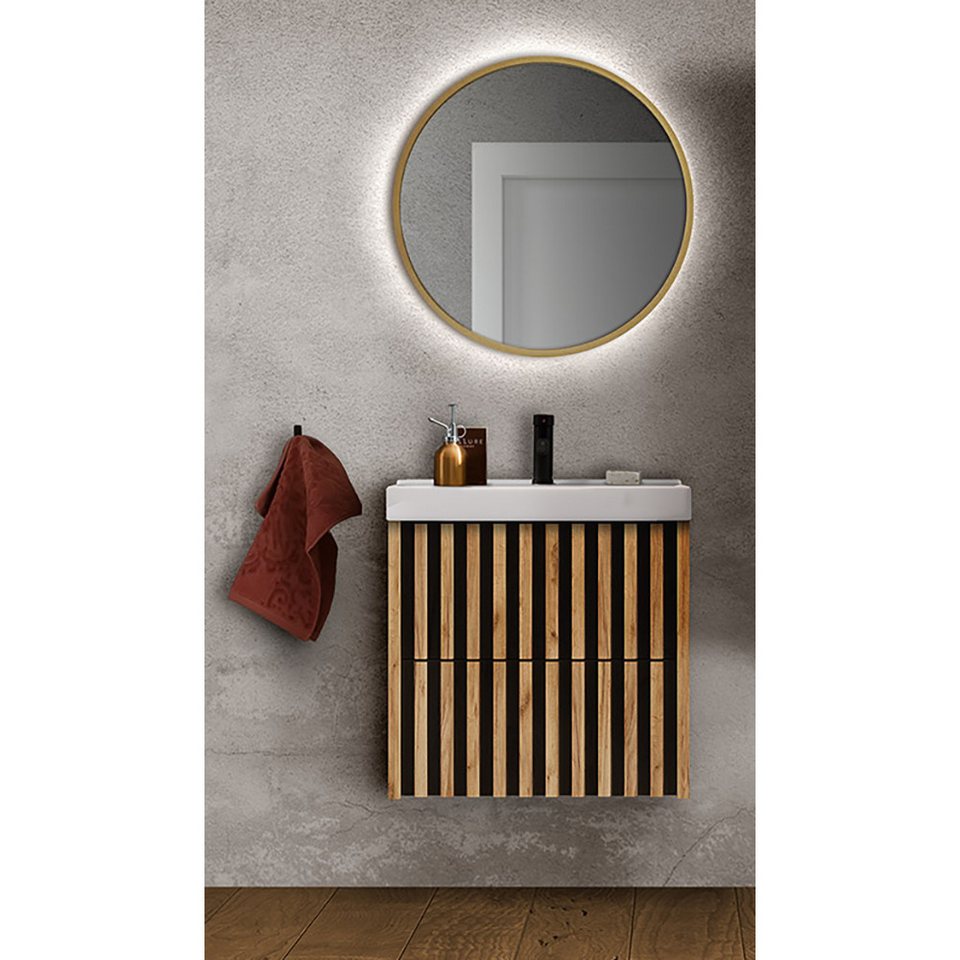 Lomadox Badkommode Lucca 107 Eiche Nb Griffloses Design Softclose