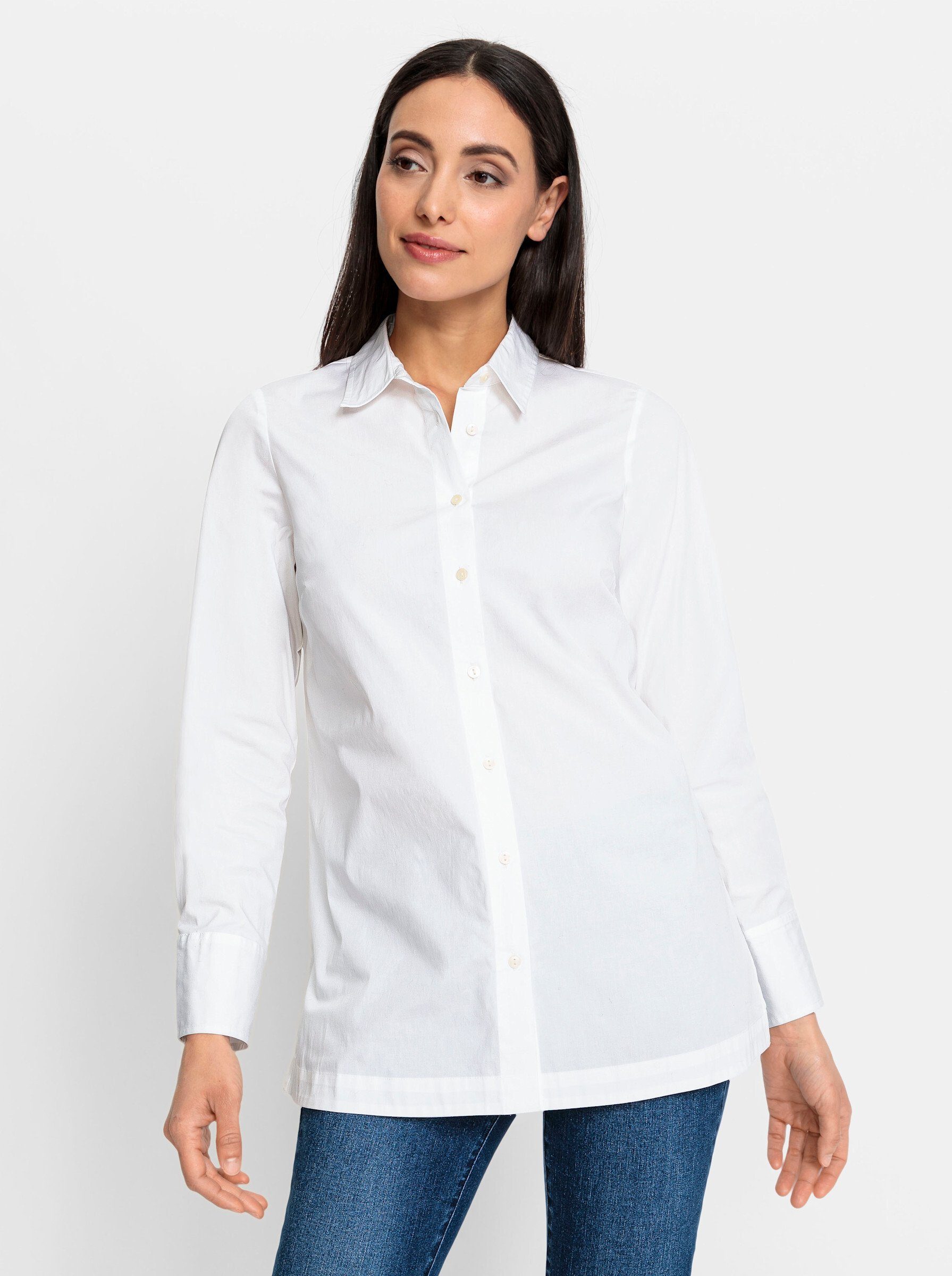 heine Klassische Bluse Longbluse, Raffung an der Schulterpasse