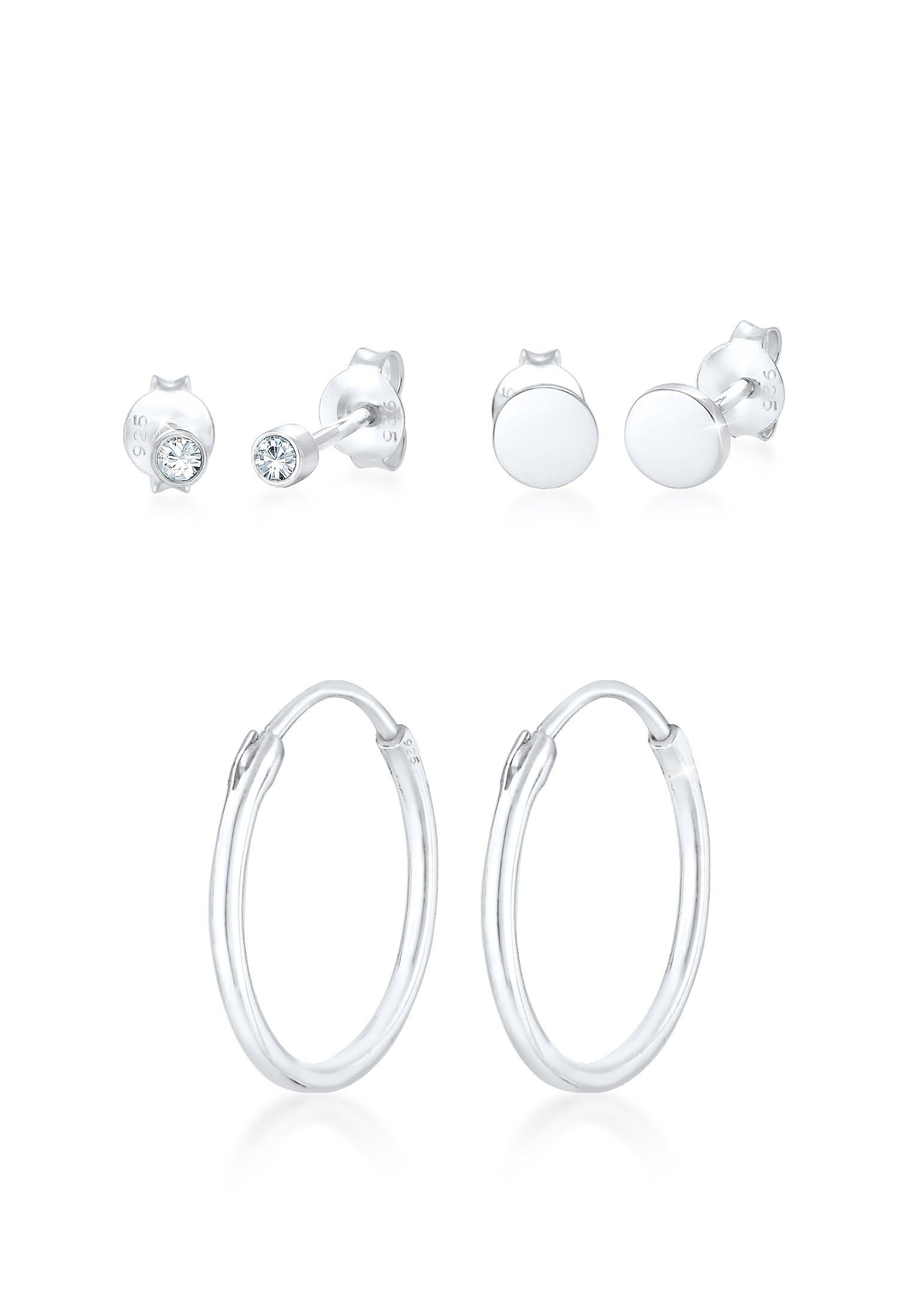 Elli Ohrring Set 3er Set Stecker Swarovski® Kristalle 925 Silber
