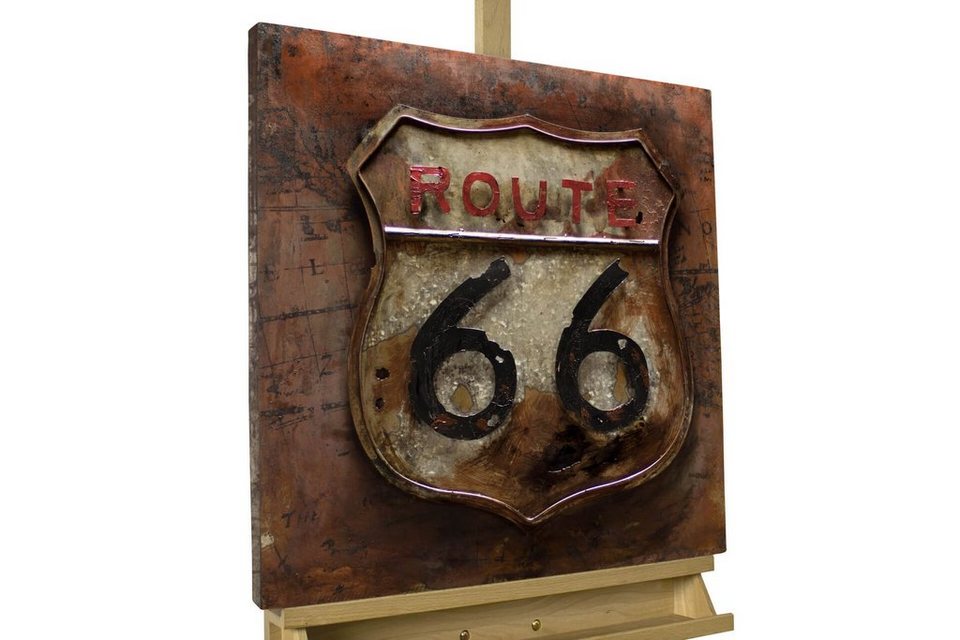 KUNSTLOFT Metallbild »Route 66«, handgefertiges Wandrelief 3D online ... KUNSTLOFT Metallbild »Route 66«, handgefertiges Wandrelief 3D online ...