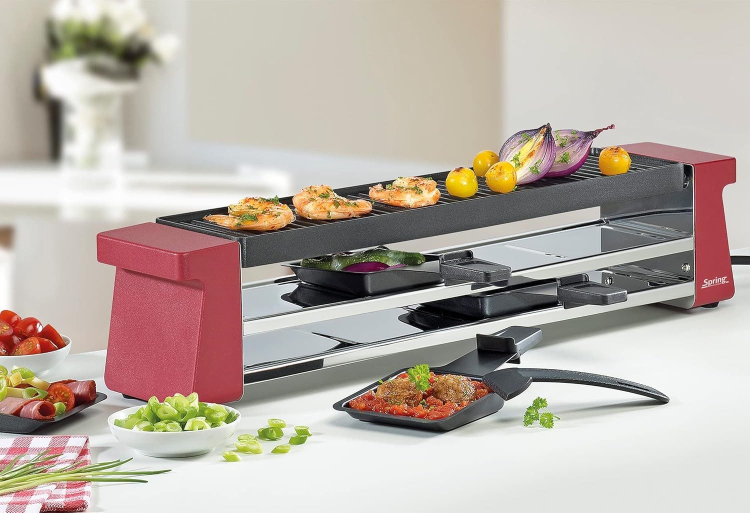 Spring Raclette Raclette für 4 Personen COMPACT in rot, 4 ...