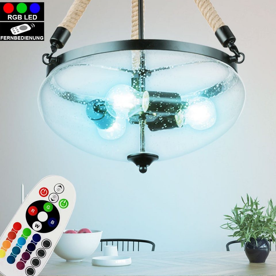 Etc Shop Led Pendelleuchte Hanf Seil Hänge Lampe Fernbedienung Decken