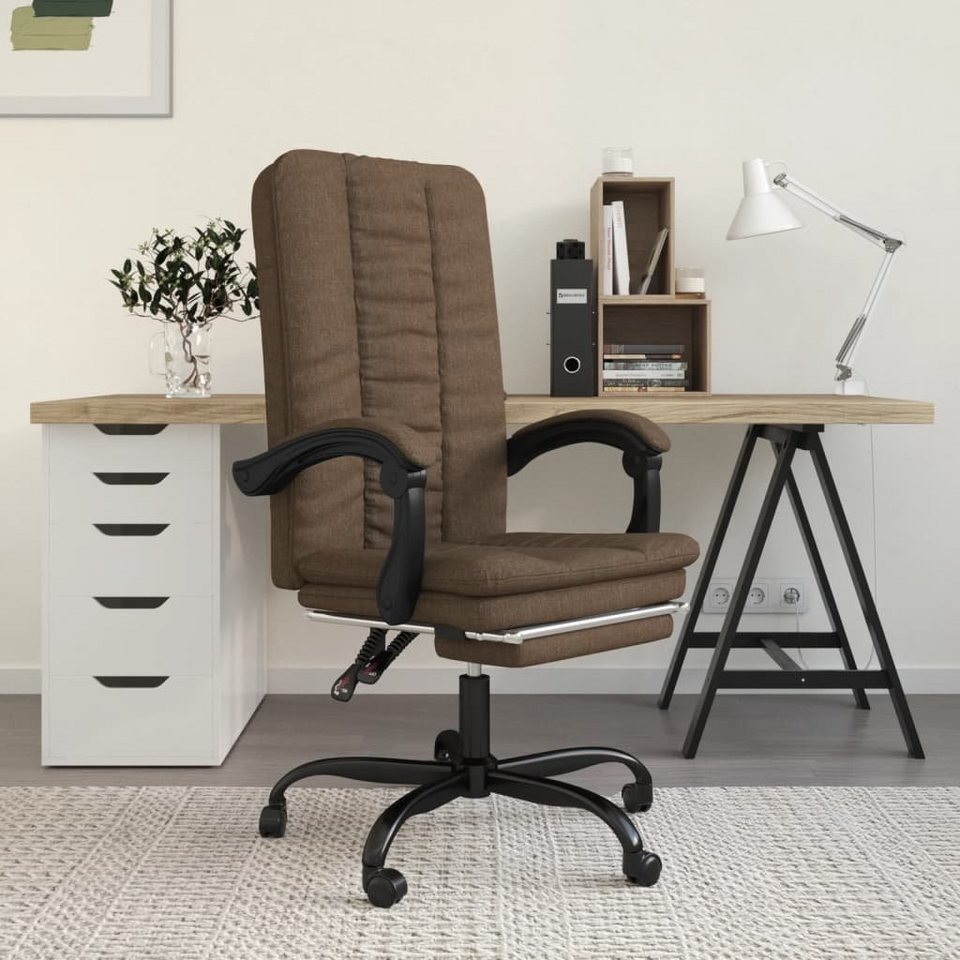 Vidaxl Bürostuhl Bürostuhl Mit Liegefunktion Braun Stoff 1 St