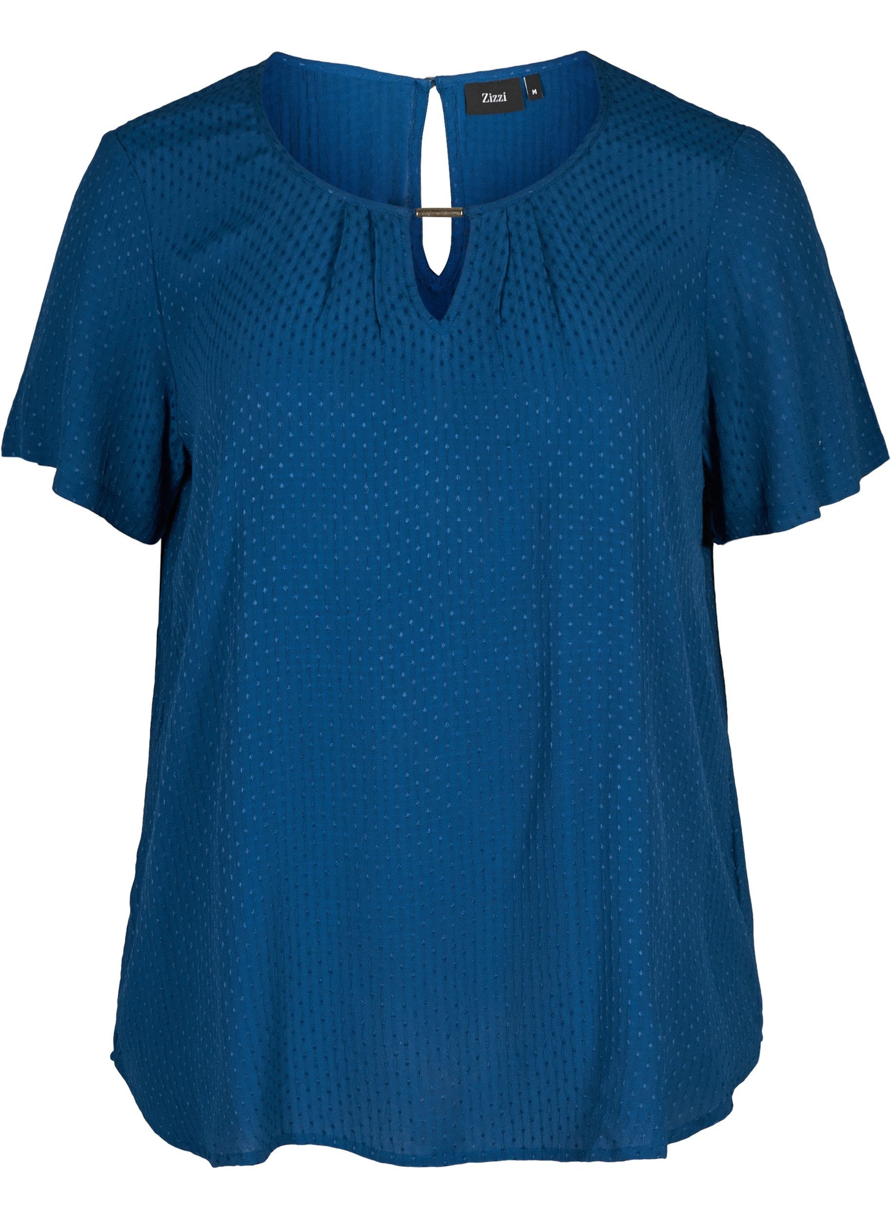 Zizzi Kurzarmbluse Damen Große Größen Bluse Kurzarm Elegant Leicht