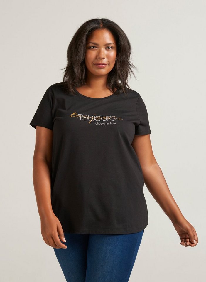 Zizzi T Shirt Damen Große Größen Oberteil Print Kurzarm Baumwoll Online