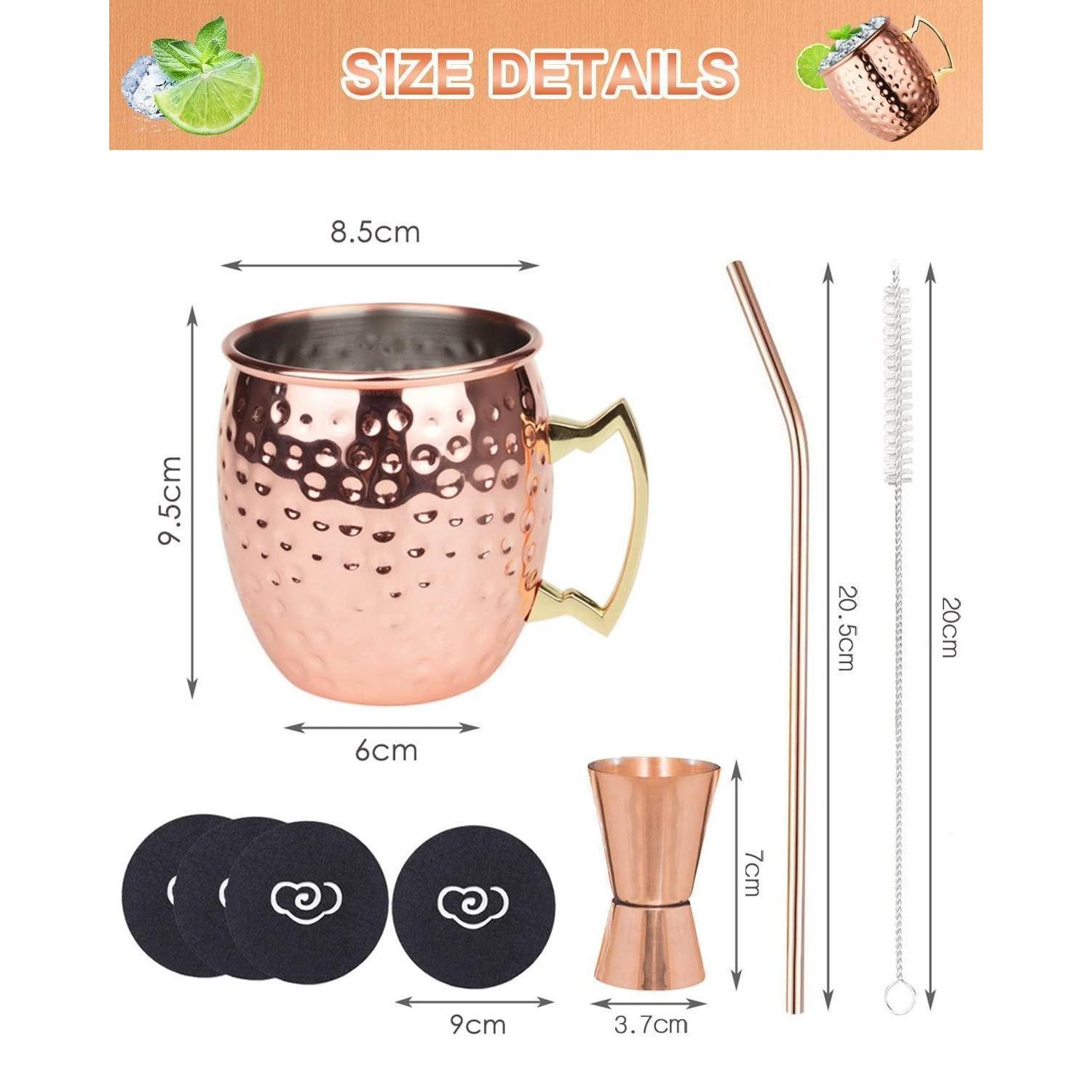LuxusKollektion Cocktailglas Kupferbecher Moscow Mule Untersetzer ...