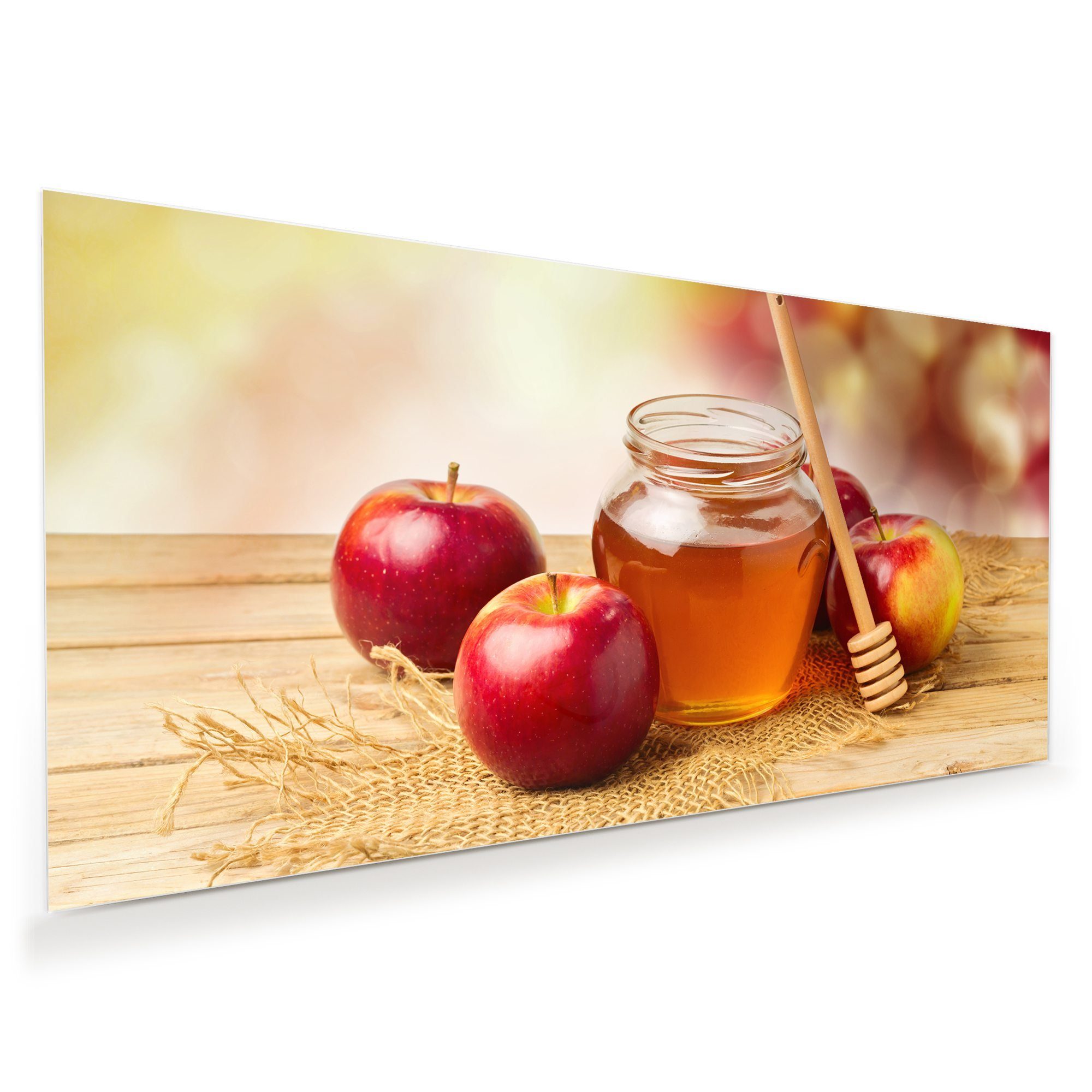 Primedeco Glasbild Wandbild Honig Und Äpfel Mit Aufhängung Früchte