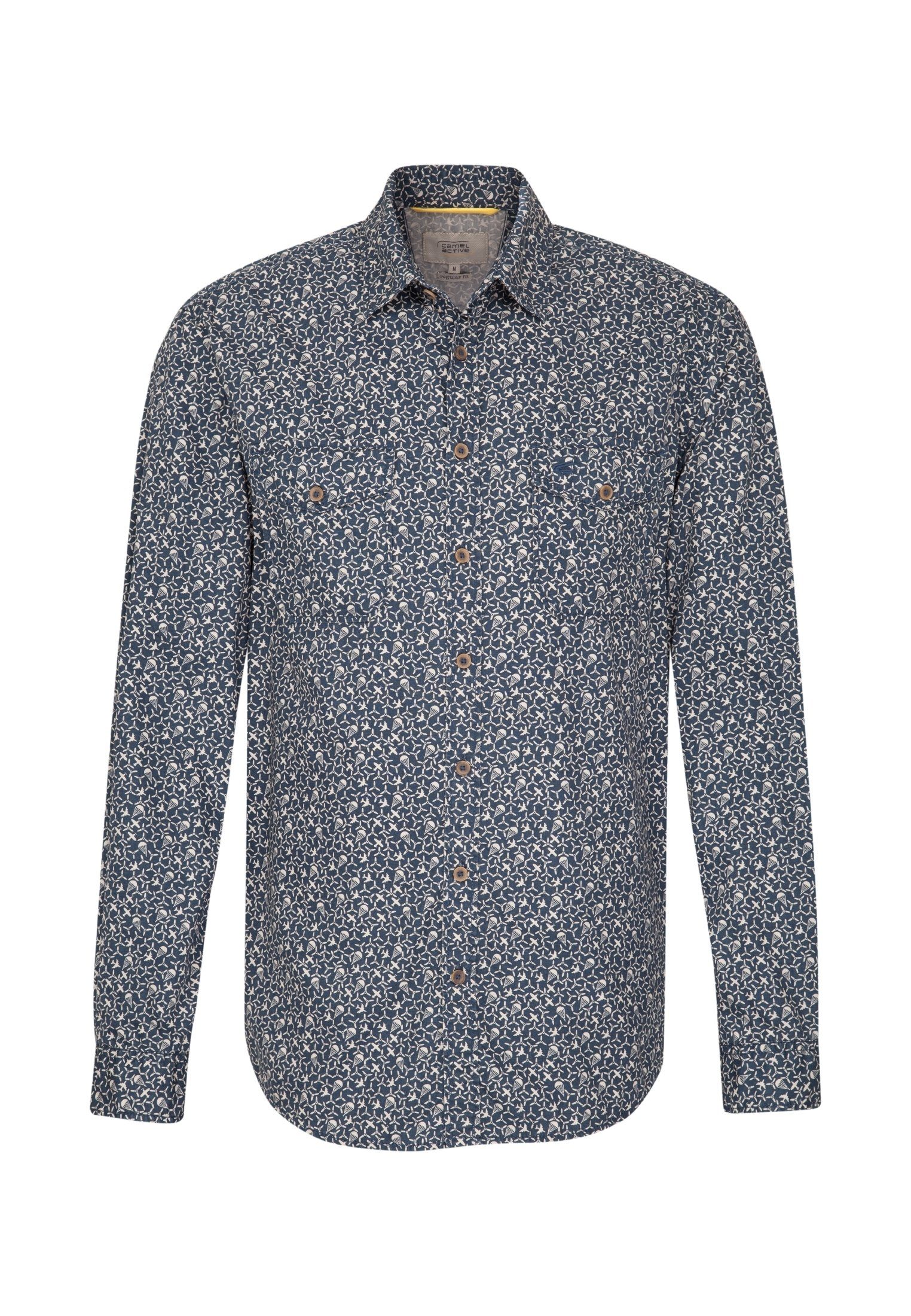 Camel Active Hemd Camel Active Regular Fit Langarm Kentkragen Print