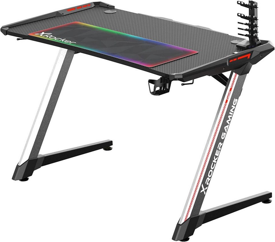 X Rocker Gamingtisch X Rocker Lynx Aluminium Carbon Gaming Tisch Rgb
