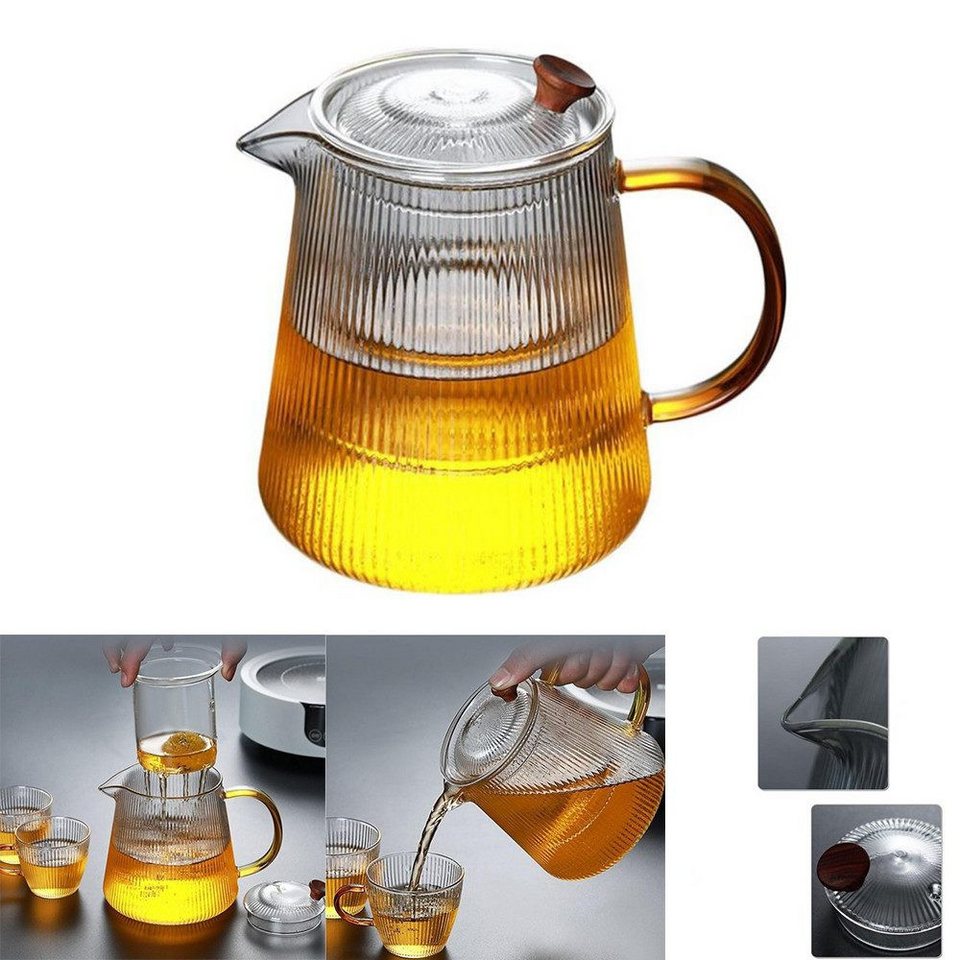 Felixleo Gläser Set Teekanne Gestreiftes Glas Mit Griff