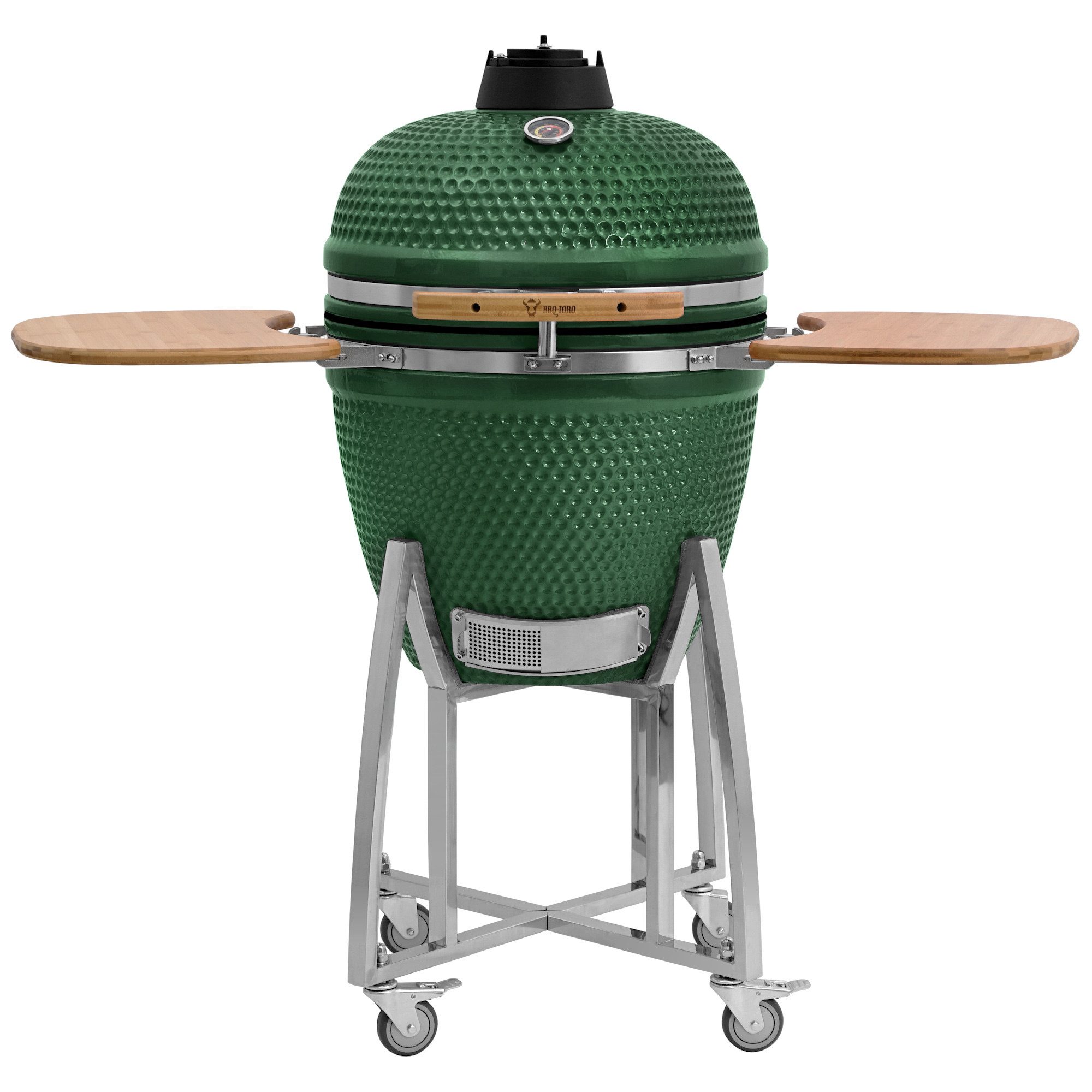 BBQ-Toro Keramikgrill Kamado Grill Holzkohlegrill "KURO" Ø 52 cm, Grün, Keramikgrill, High-End ...