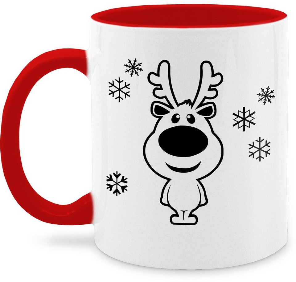 Shirtracer Tasse Rentier Schneeflocken Schwarz Weihnachtstasse
