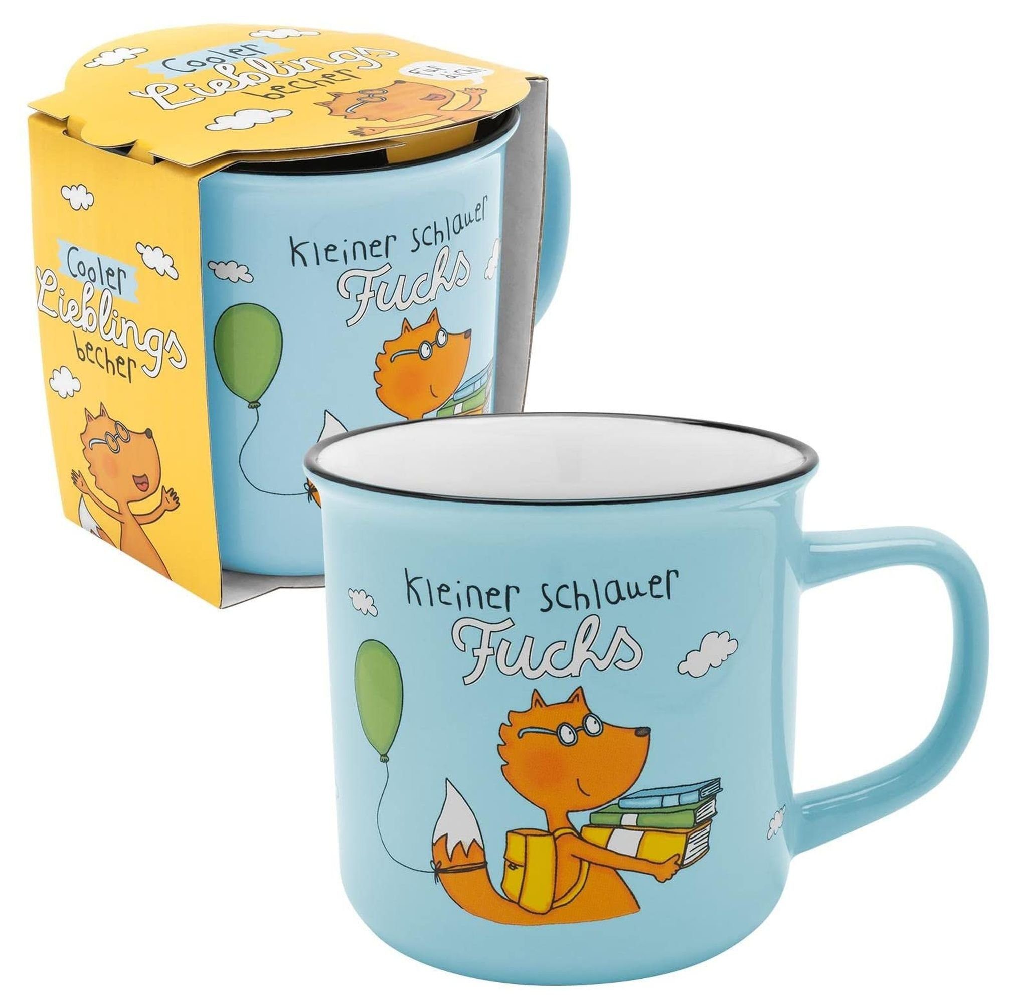 Sheepworld Tasse Sheepworld Tasse Becher Schlauer Fuchs Schulstart Einschulung Blau, Porzellan