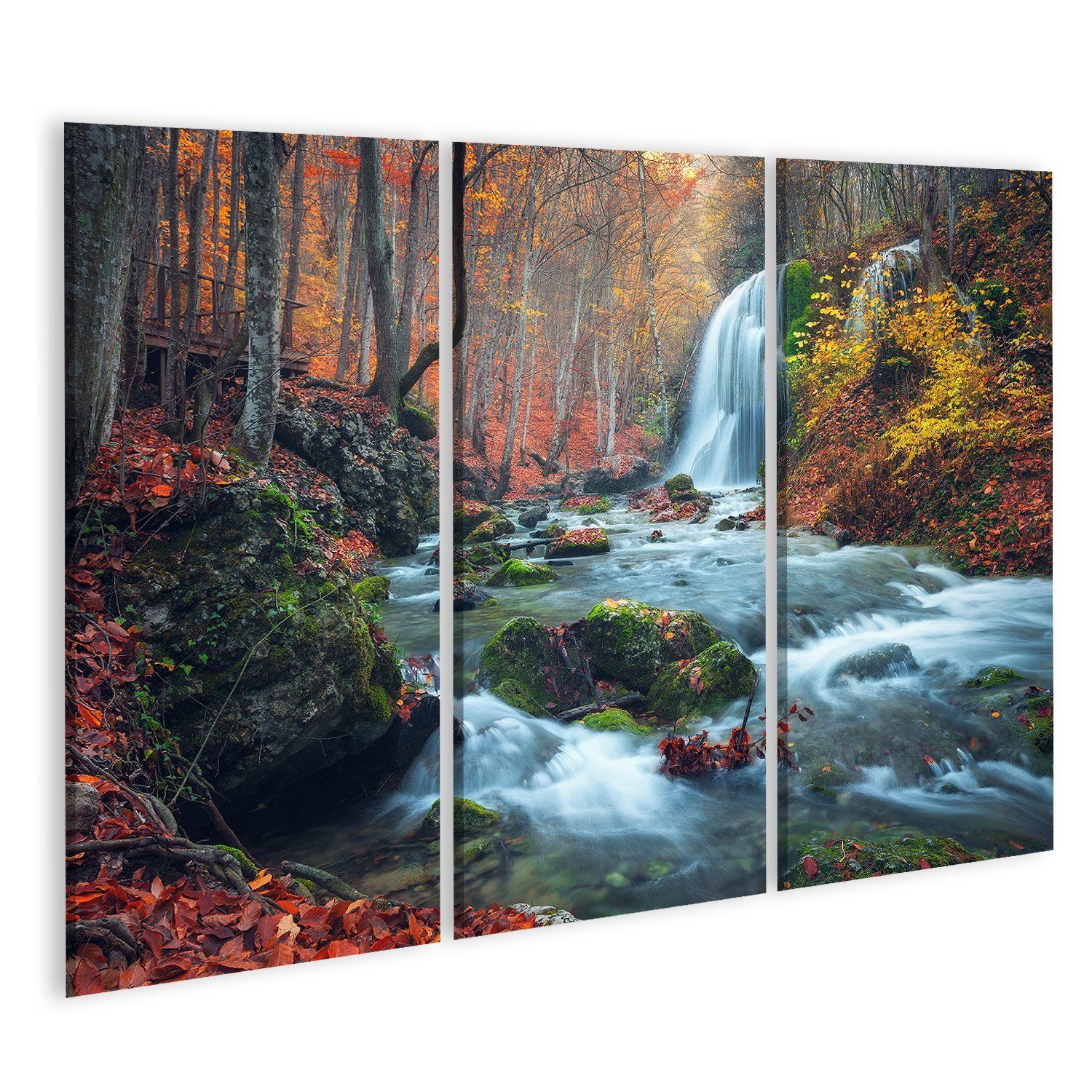 Islandburner Leinwandbild Bild Auf Leinwand Schöne Wasserfall Herbst