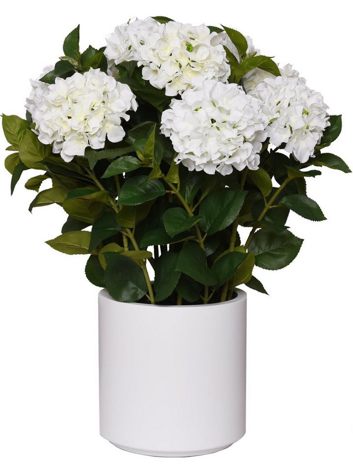 Kunstpflanze Kunstpflanze Hortensie Im Weißen Dekotopf Weiß 60x78 Cm