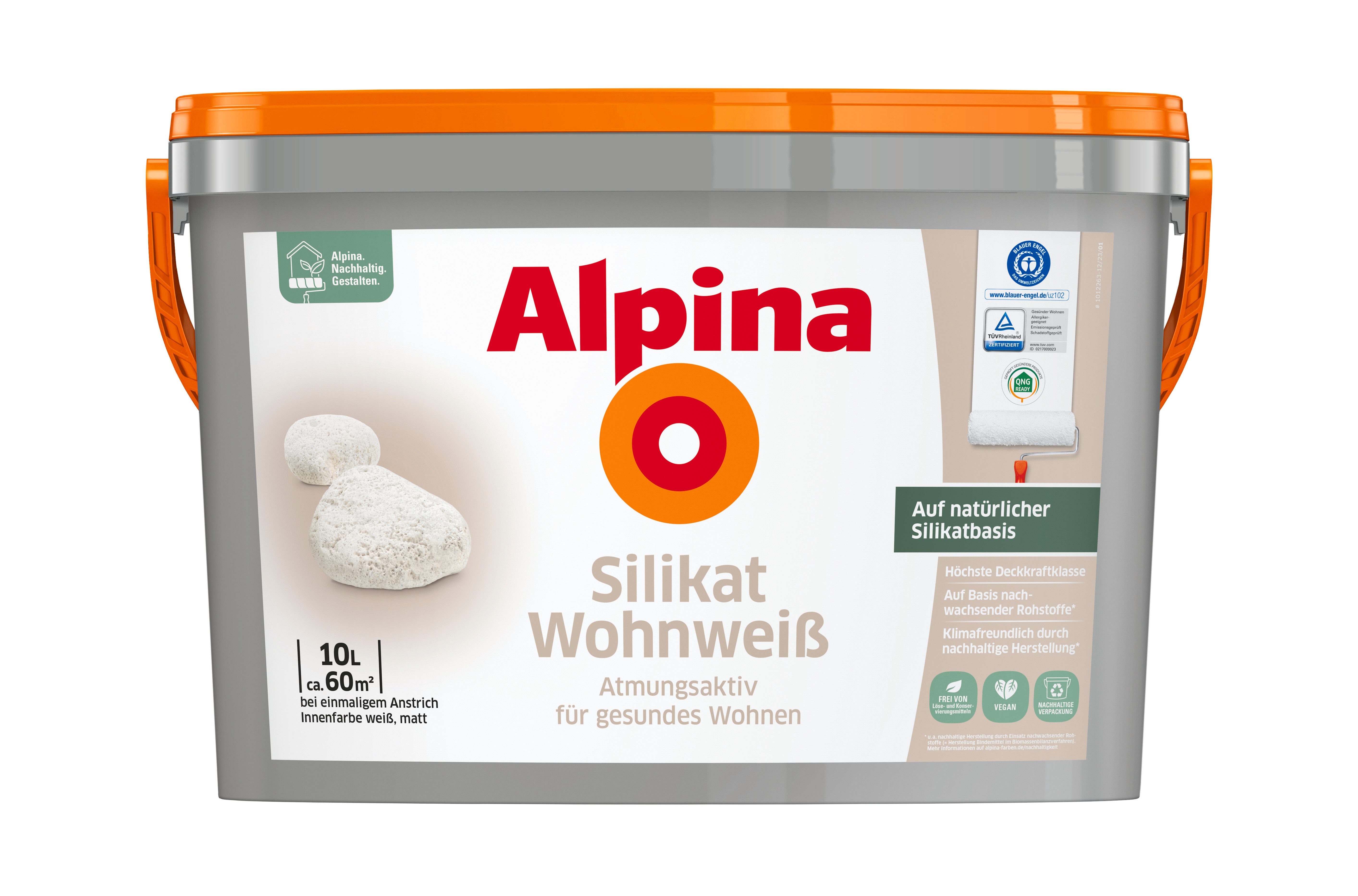 Alpina Wandfarbe Silikat Wohnweiß - Atmungsaktiv für gesundes Wohnen