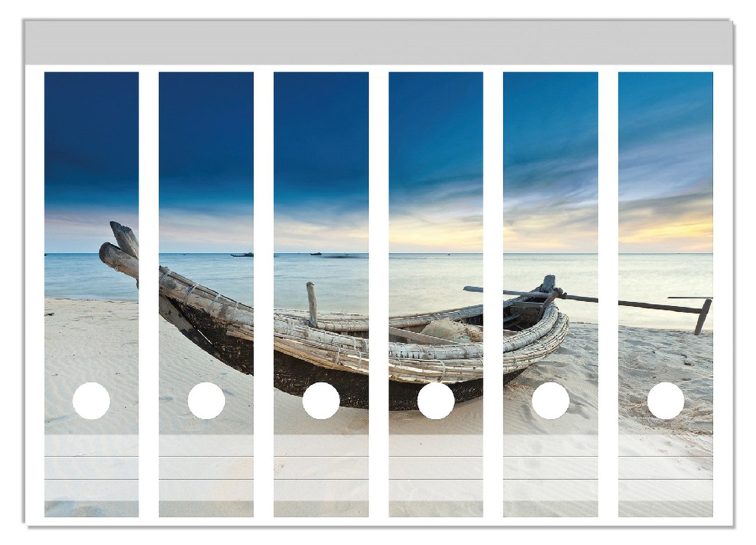 Wallario Etiketten Fischerboot Am Strand Mit Sonnenuntergang
