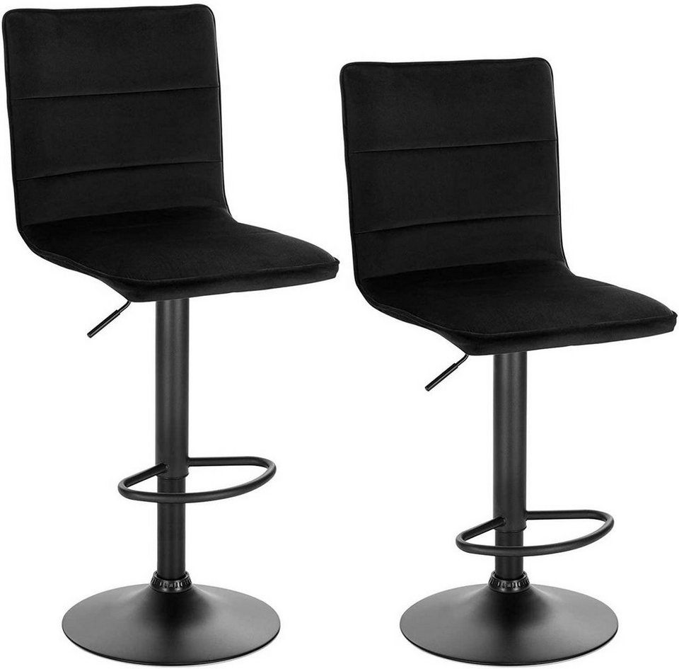 Woltu Barhocker 2er Set Barhocker Barstuhl Aus Samt Und Metall Schwarz