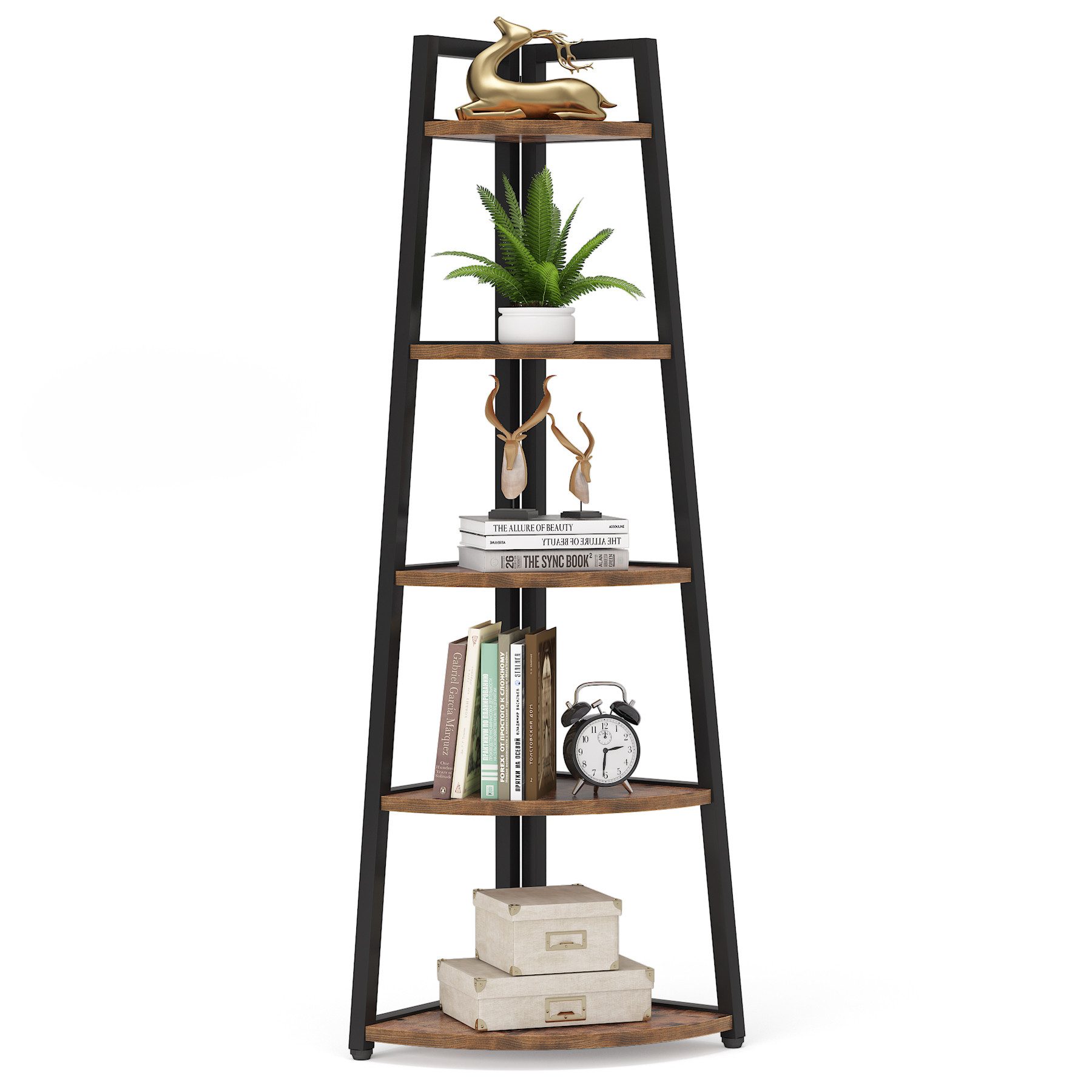 Tribesigns Eckregal Bücherregal, 178cm hohes Eckregal mit 5 Ebenen, Standregal