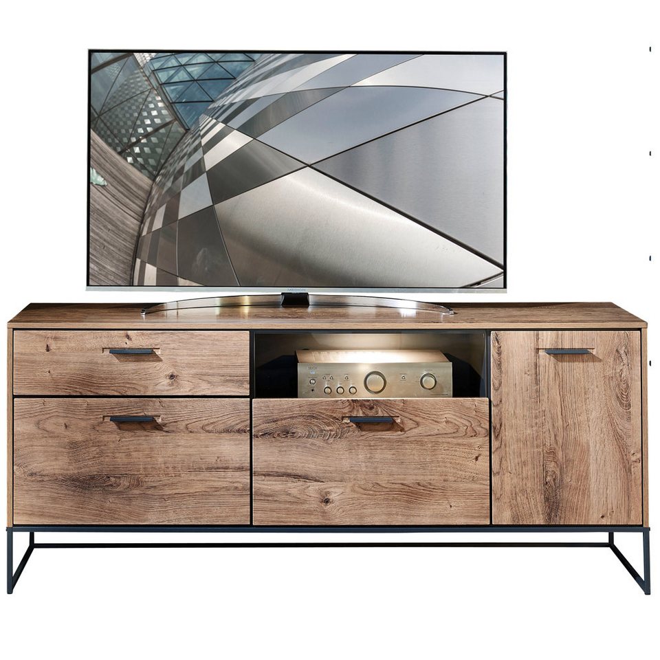 Lomadox Sideboard Minneapolis 55 Haveleiche Cognac Mit Graphit Inkl