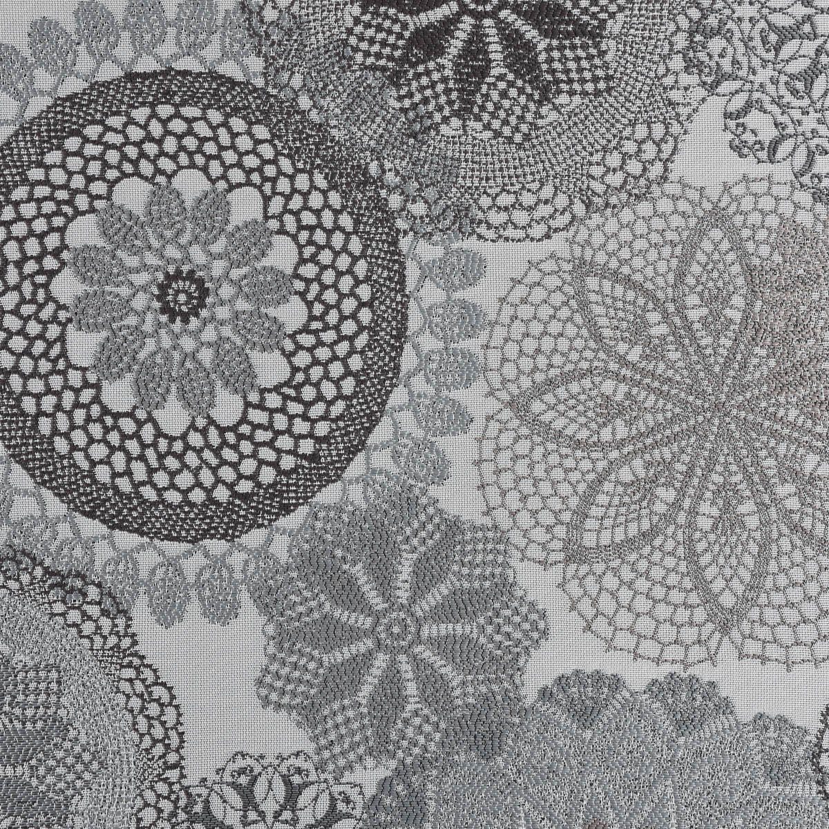 Stoff Möbelstoff Polsterstoff Dekostoff Doily Mandala Blumen Grau 140m
