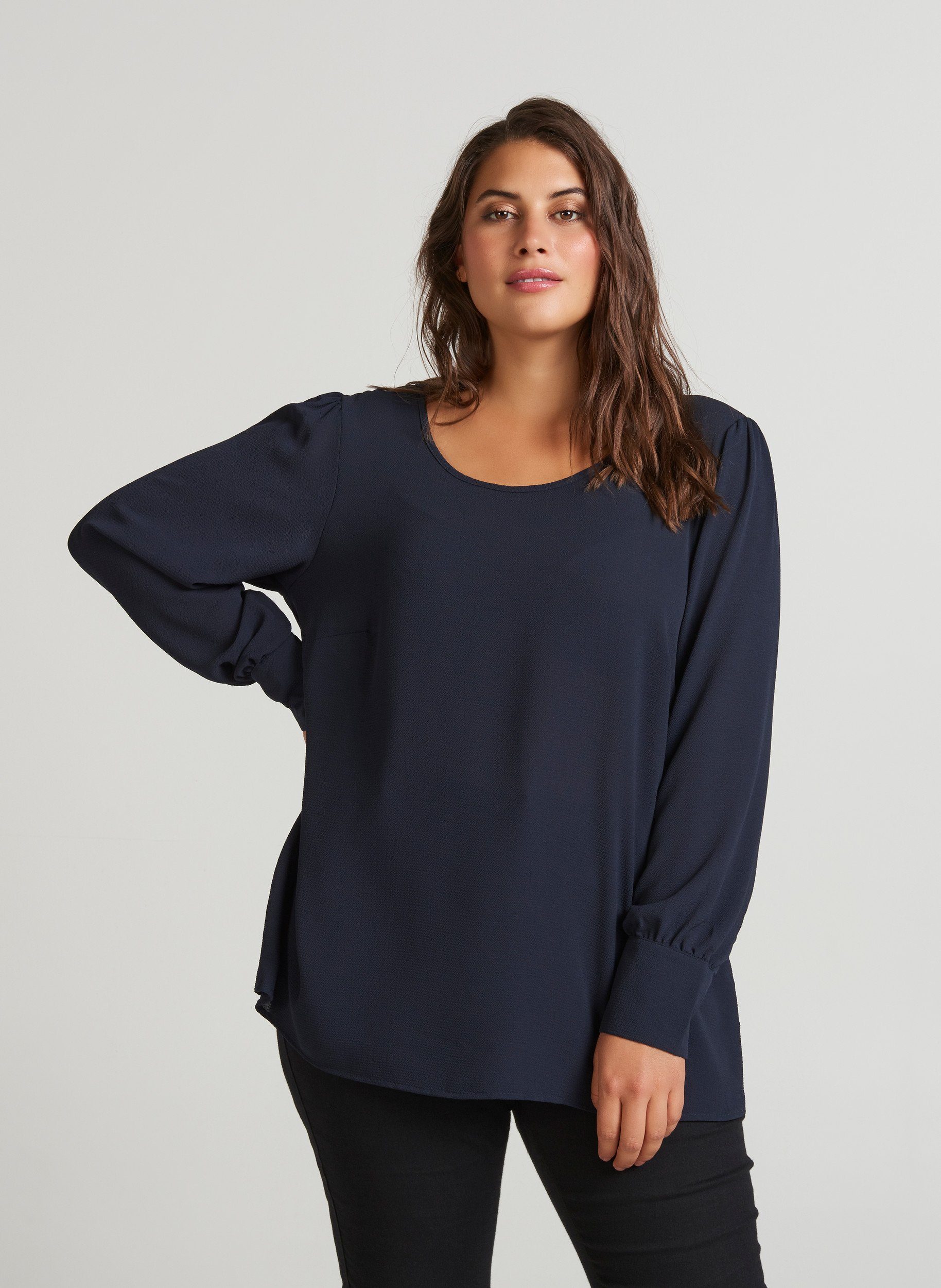 Zizzi Langarmbluse Damen Große Größen Bluse Elegant Langarm Manschetten