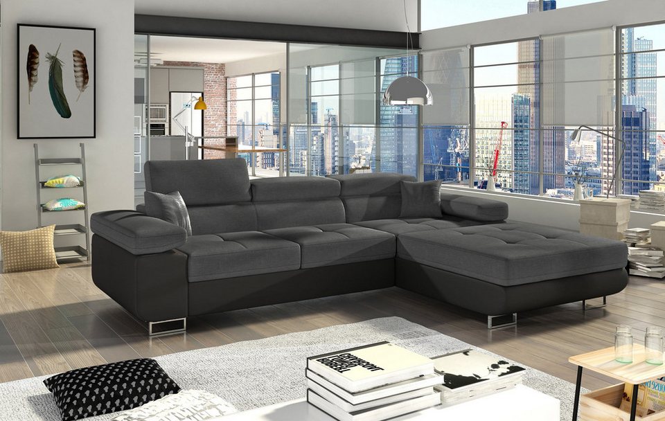 Mf Design Polsterecke Amanda Mit Bettfunktion Webstoff Und Kunstleder