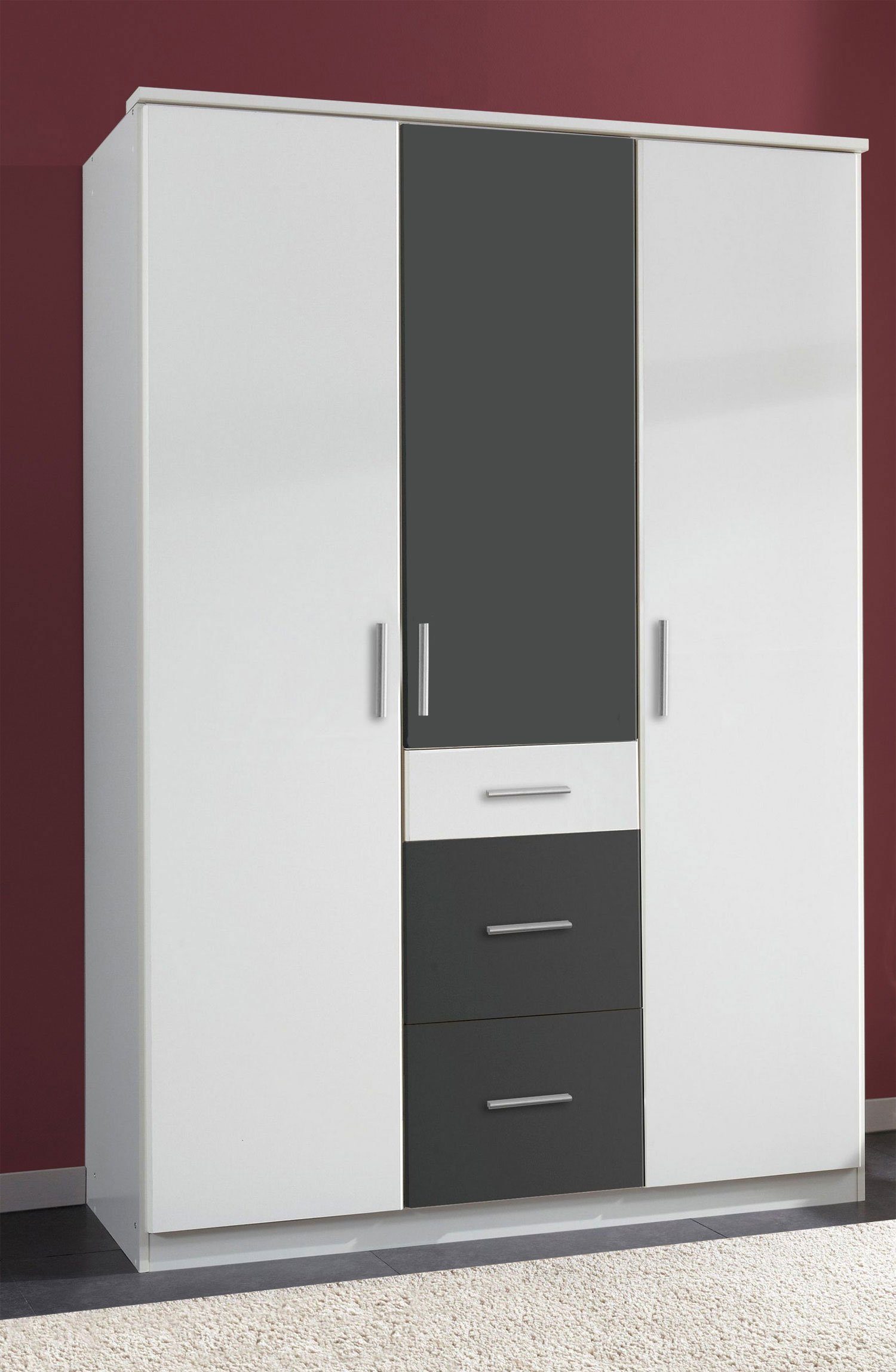 Wimex Drehtürenschrank Joker 1 St 135cm Weiß Graphit Mit Schubladen