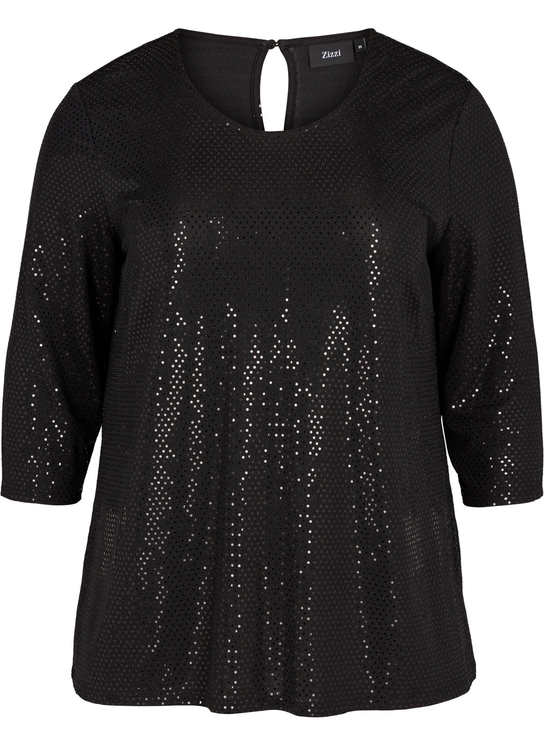 Zizzi Kurzarmbluse Damen Große Größen Bluse 34 Arm Elegant Rundhals